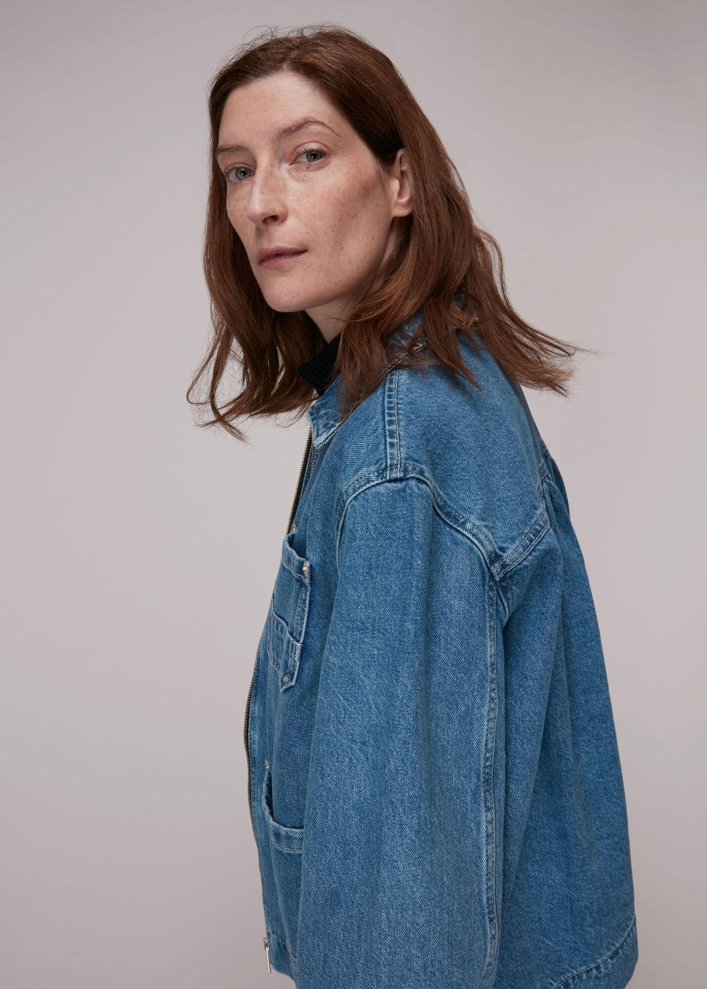 Denim Zip Front Denim Cargo Jacket | WHISTLES | Whistles UK