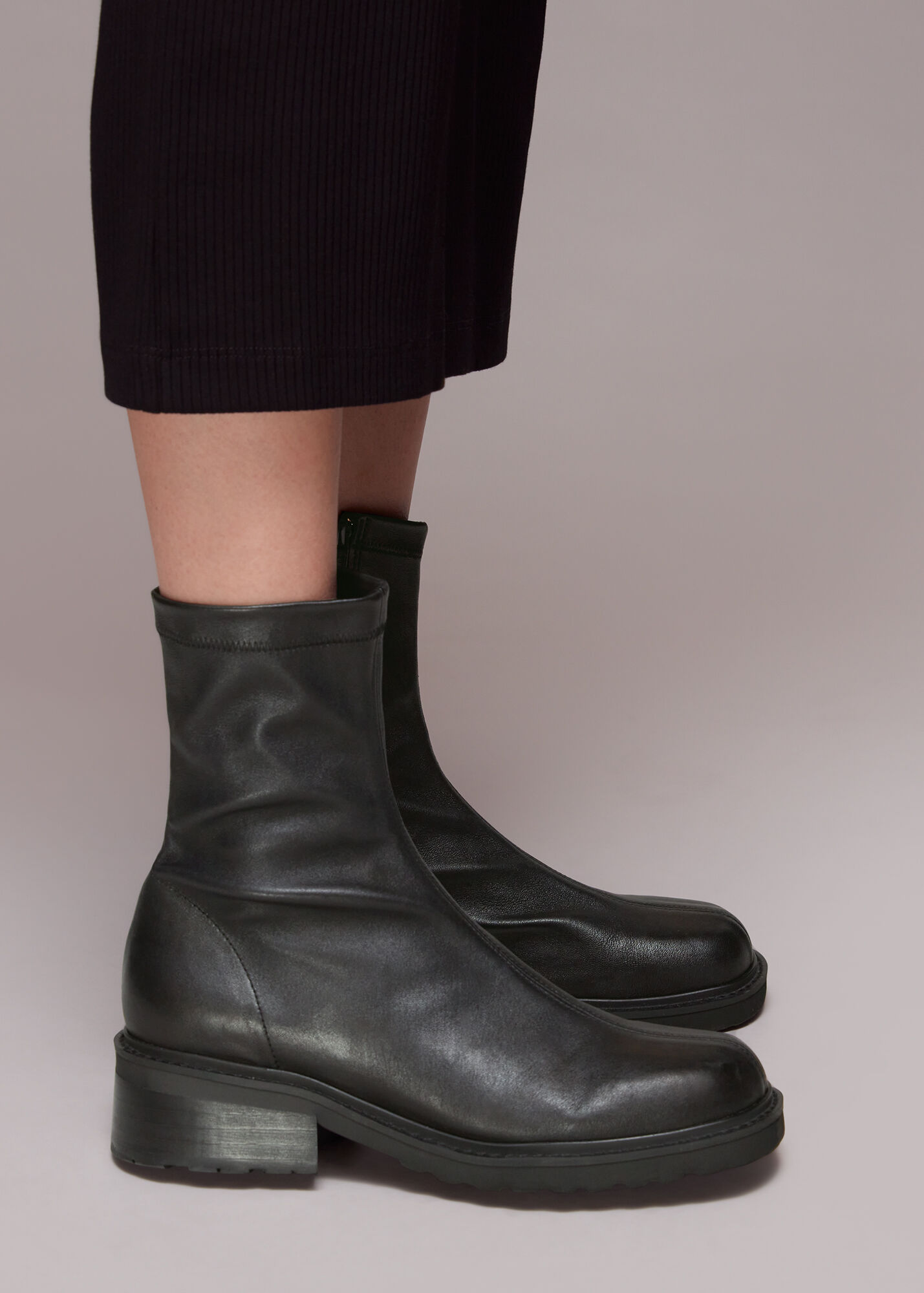 Black Paige Stretch Sock Boot | WHISTLES | Whistles UK