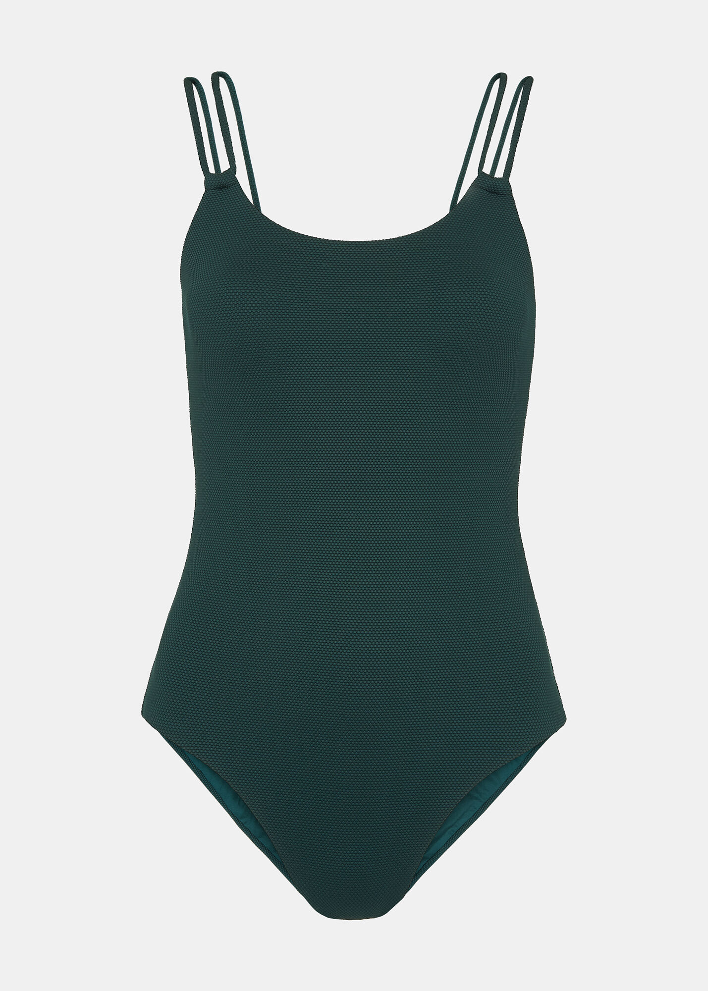 Dark Green Double Strap Textured Swimsuit | WHISTLES