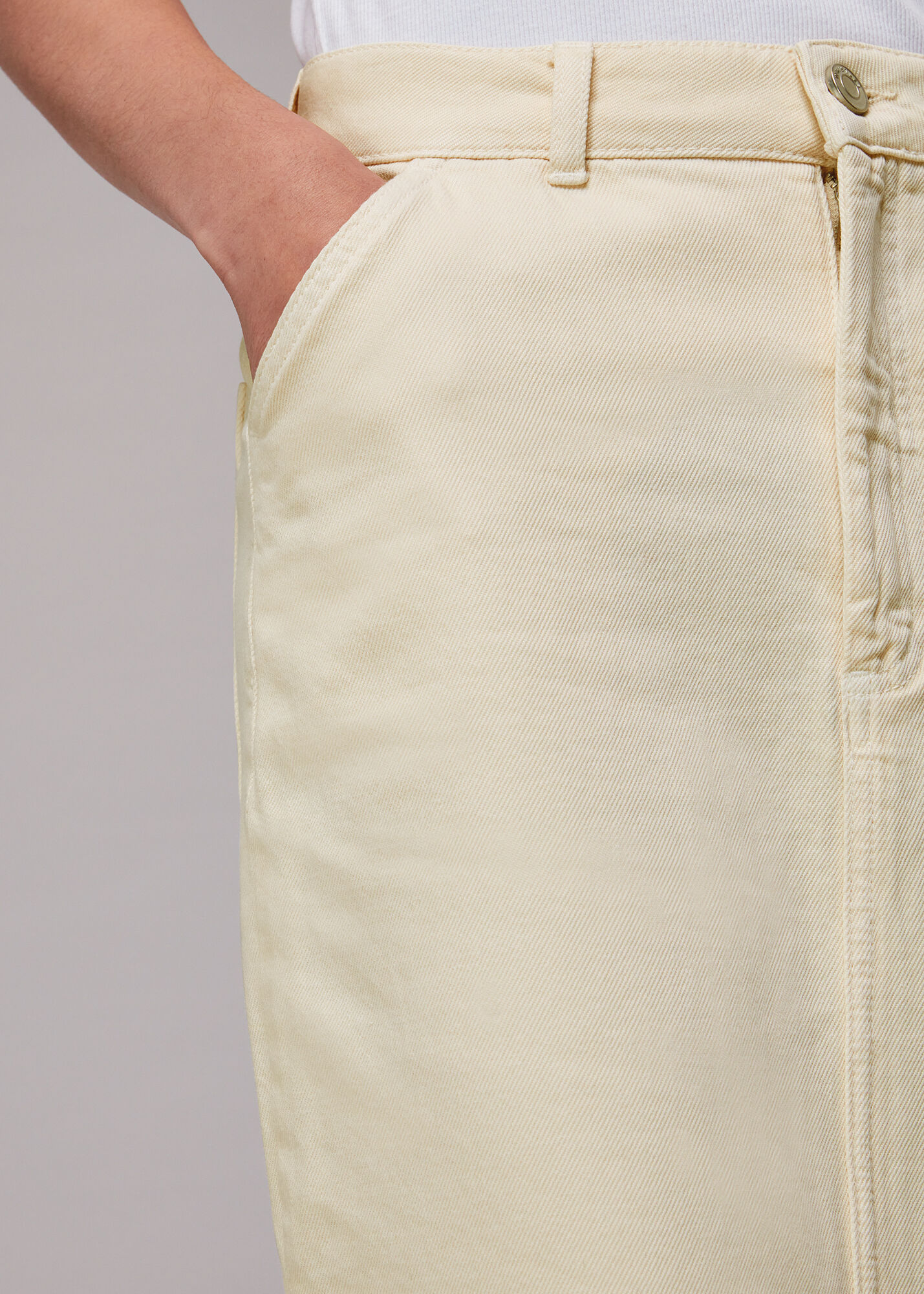 Ivory/Multi Flo Denim Midi Skirt | WHISTLES | Whistles UK