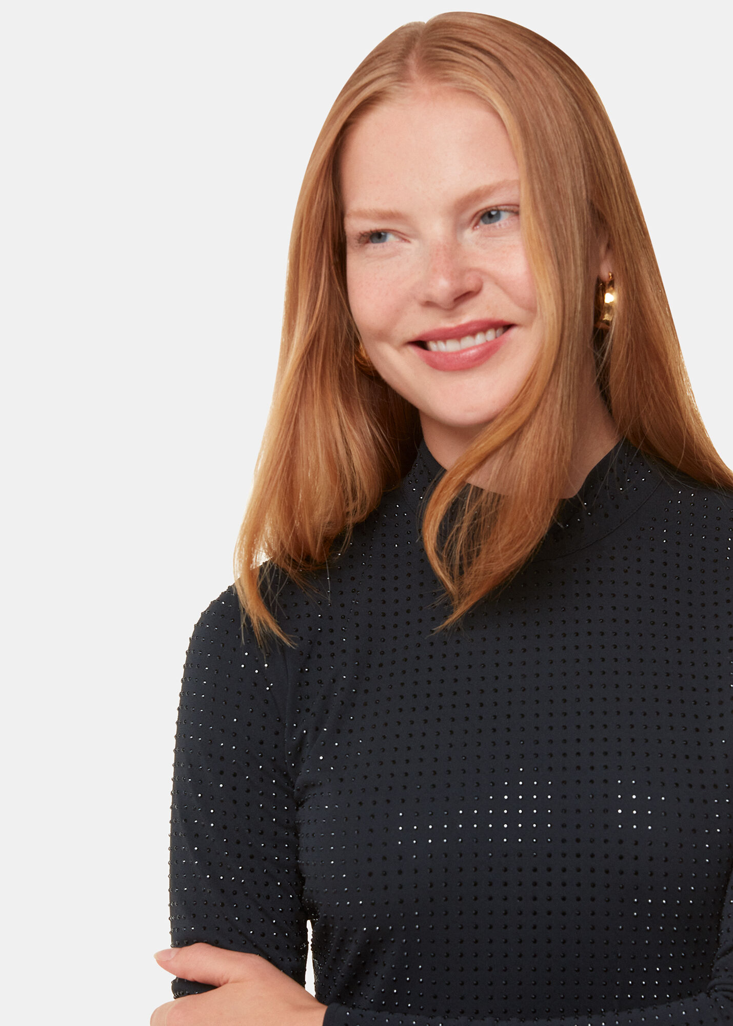 Black Hot Fix Jersey Midi Dress | WHISTLES | Whistles UK