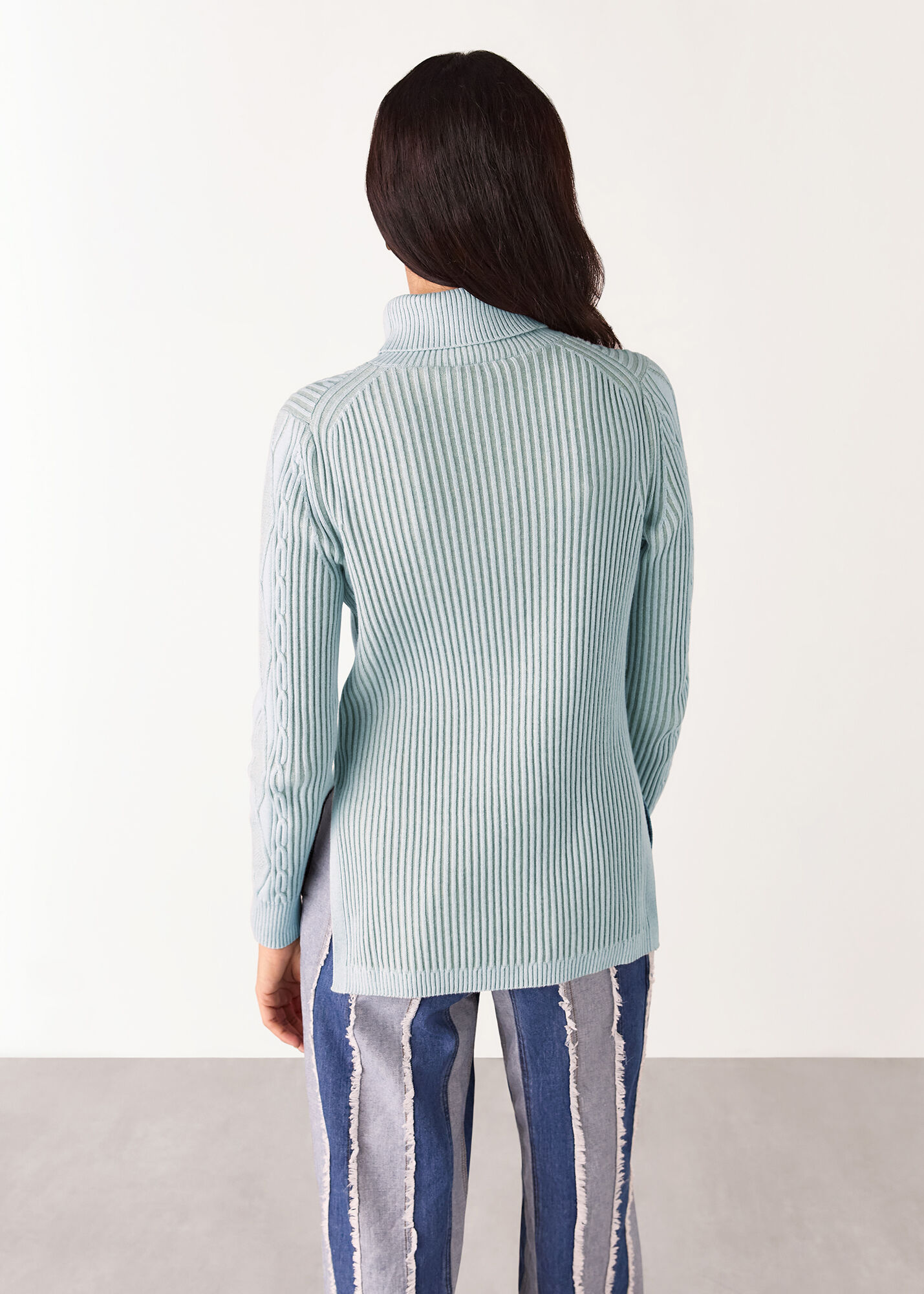 Blue Aoife Fine Cable Roll Neck | WHISTLES | Whistles AU