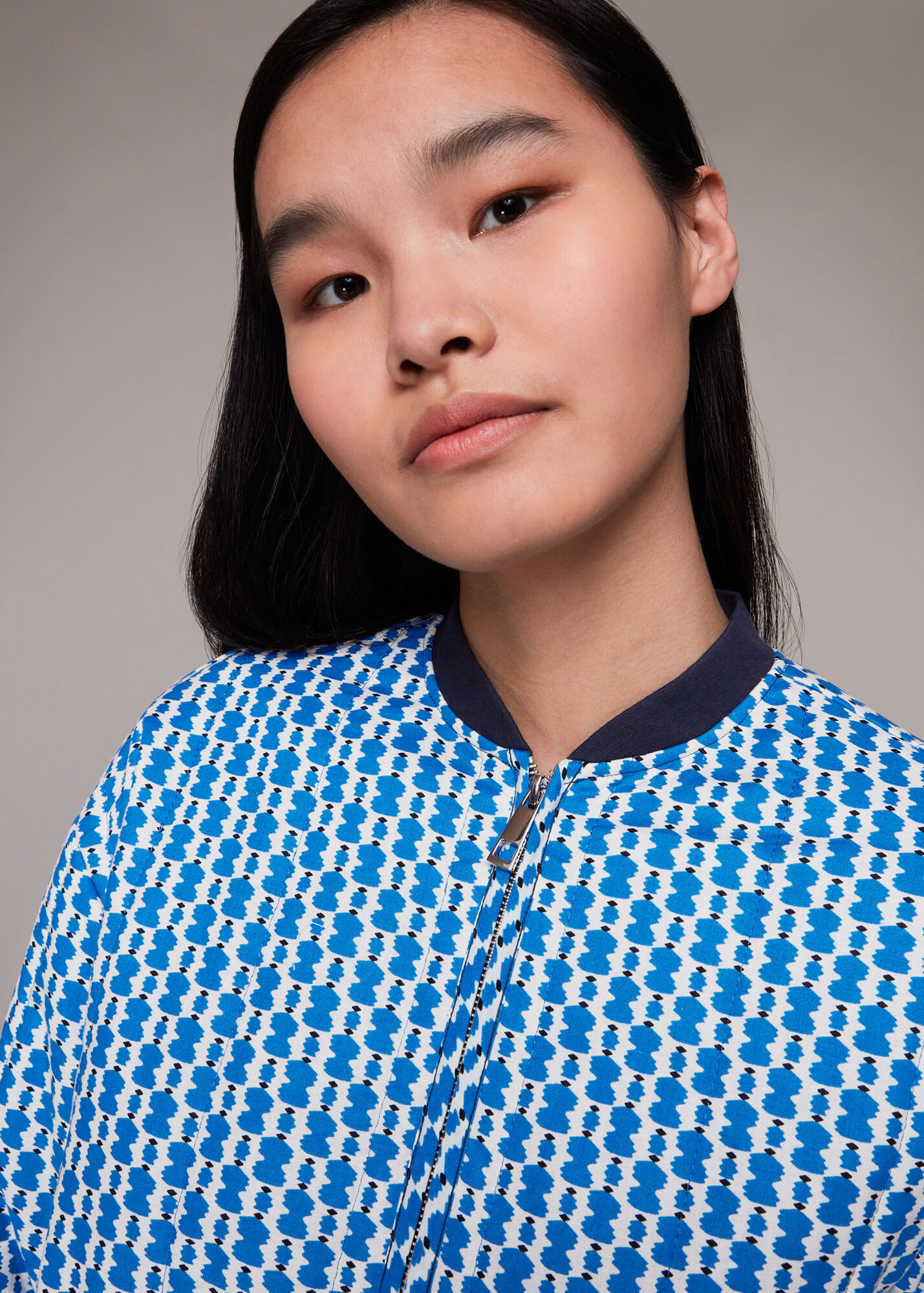 Blue/Multi Vertical Stack Print Jacket | WHISTLES