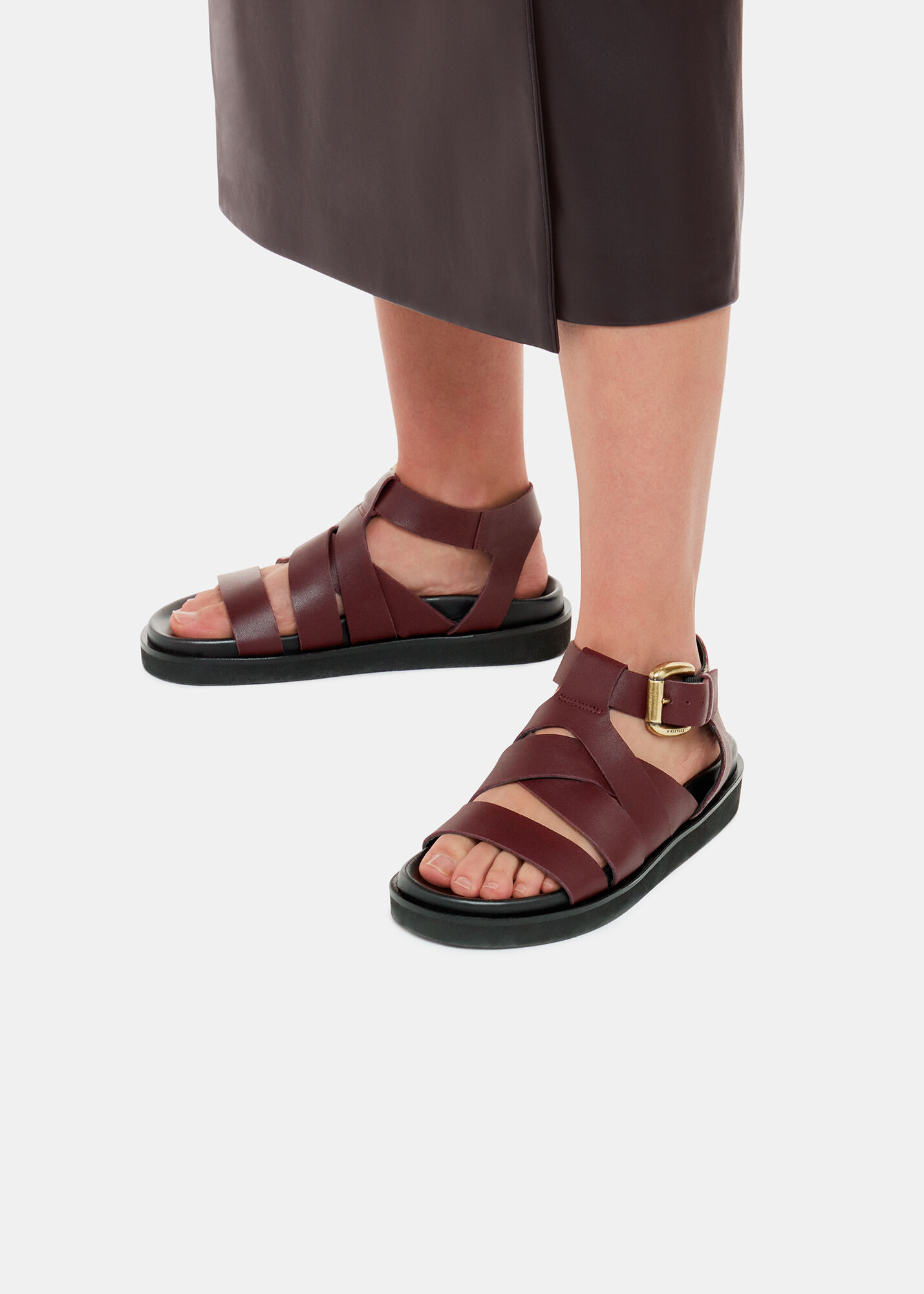 Burgundy Ezra Strappy Sandal | WHISTLES | Whistles UK