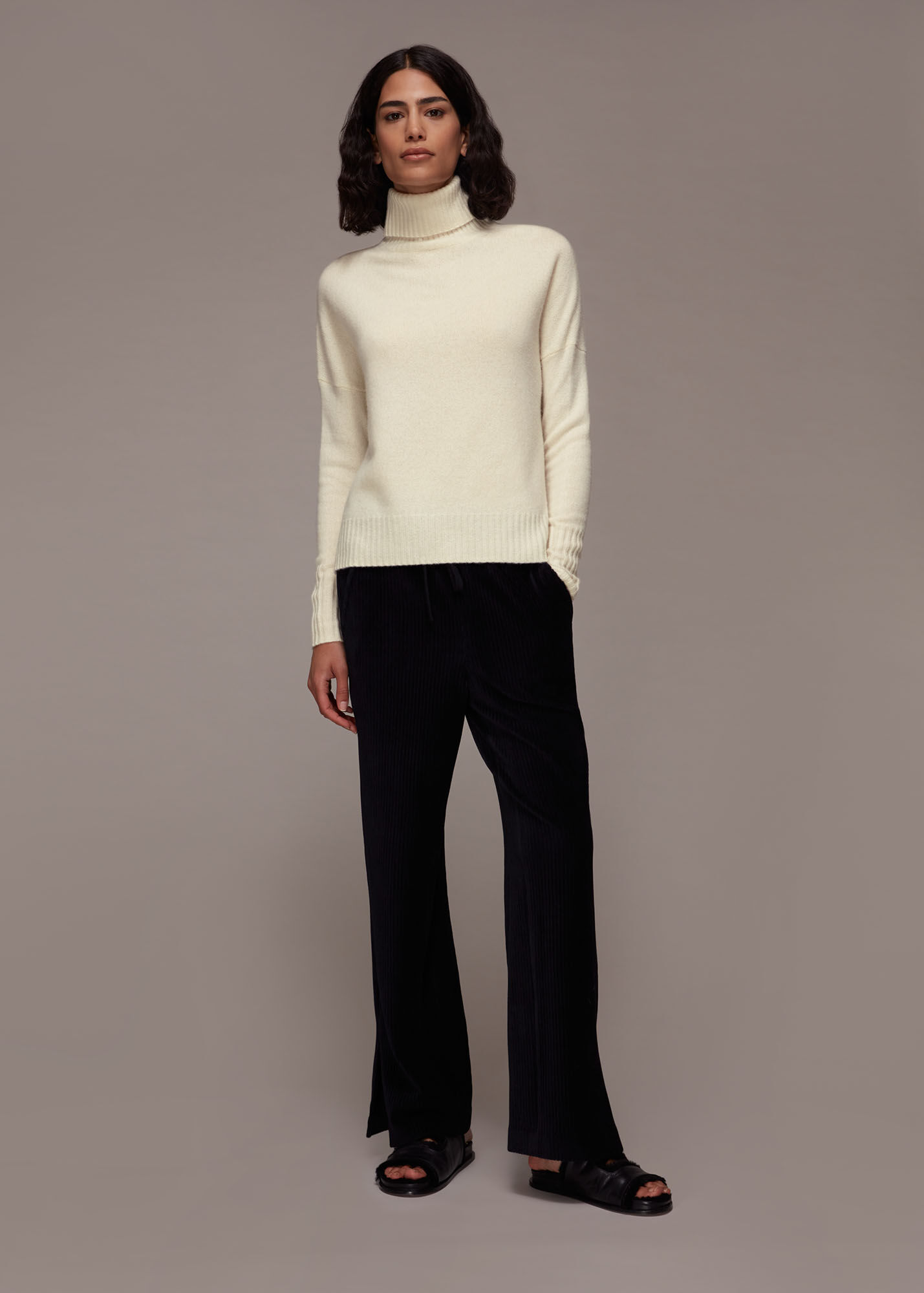 Ivory Roll Neck Wool Knit | WHISTLES | Whistles