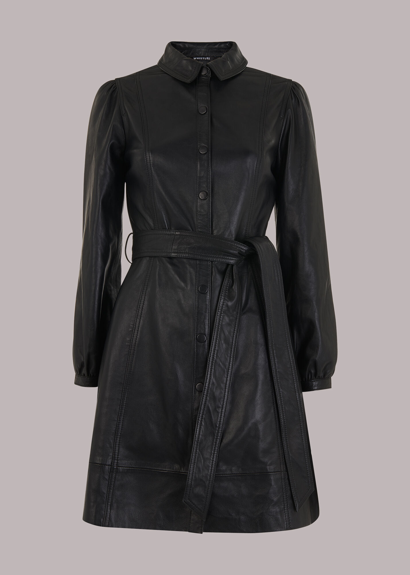 Black Phoebe Short Leather Dress | WHISTLES | Whistles UK