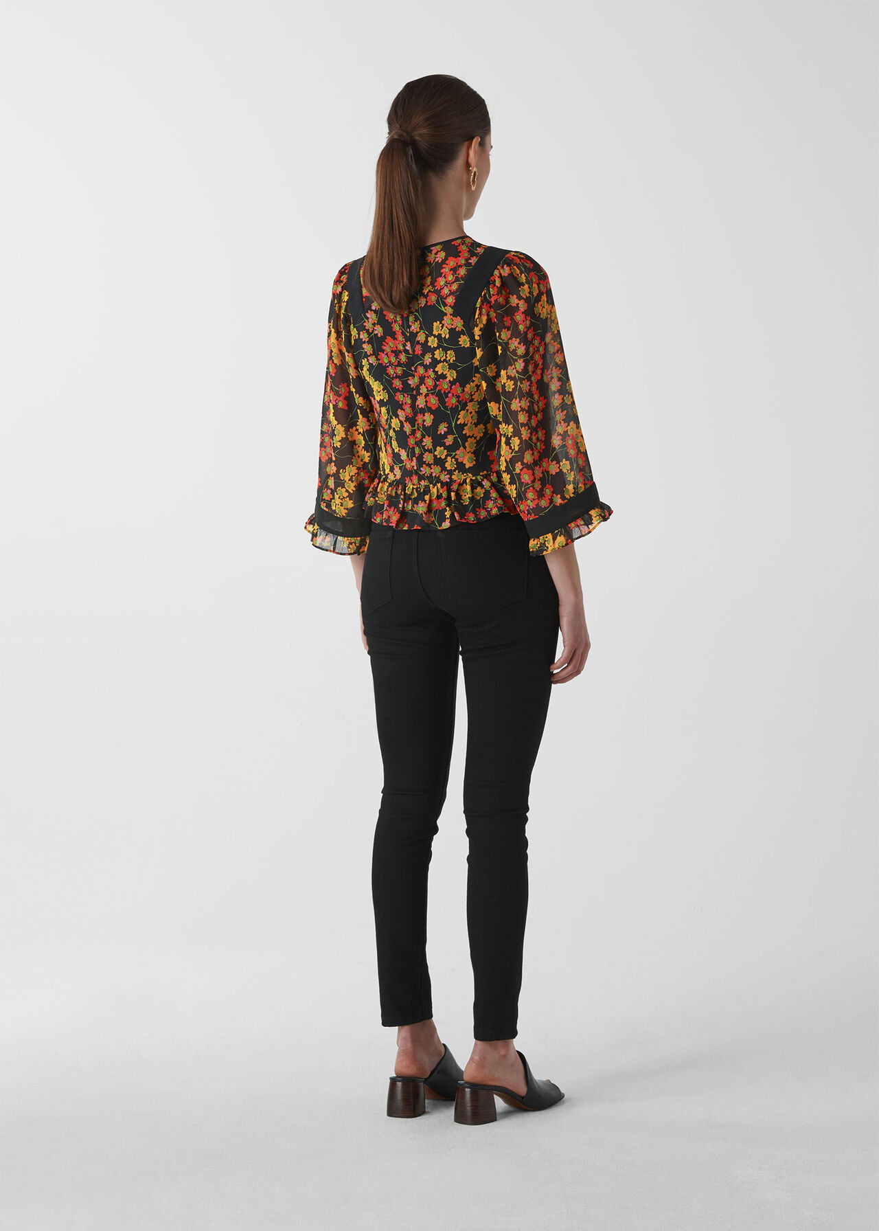 Multicolour Daisy Print Fluted Top | WHISTLES