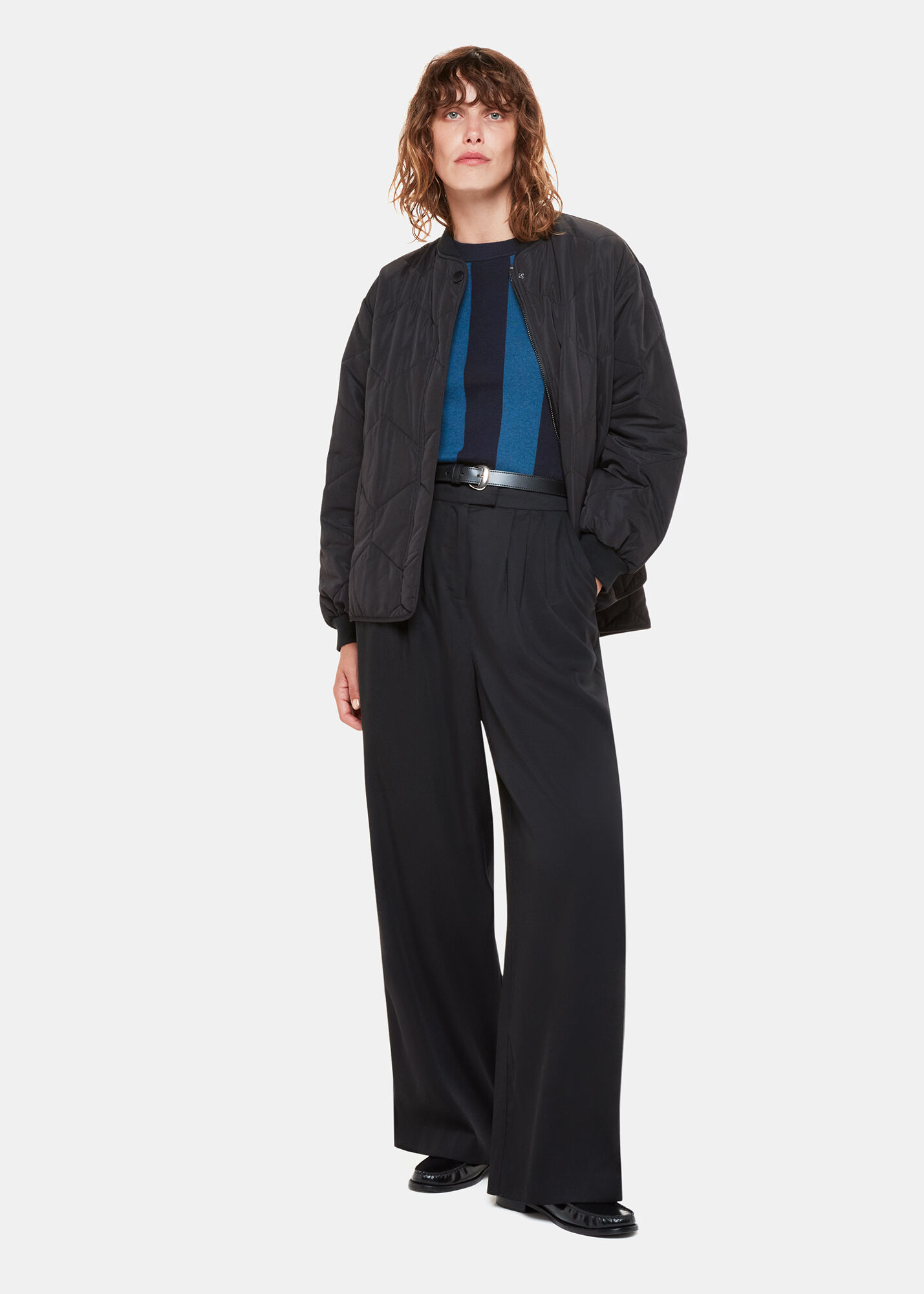 Navymulti Vertical Stripe Crew Neck Whistles Whistles Uk