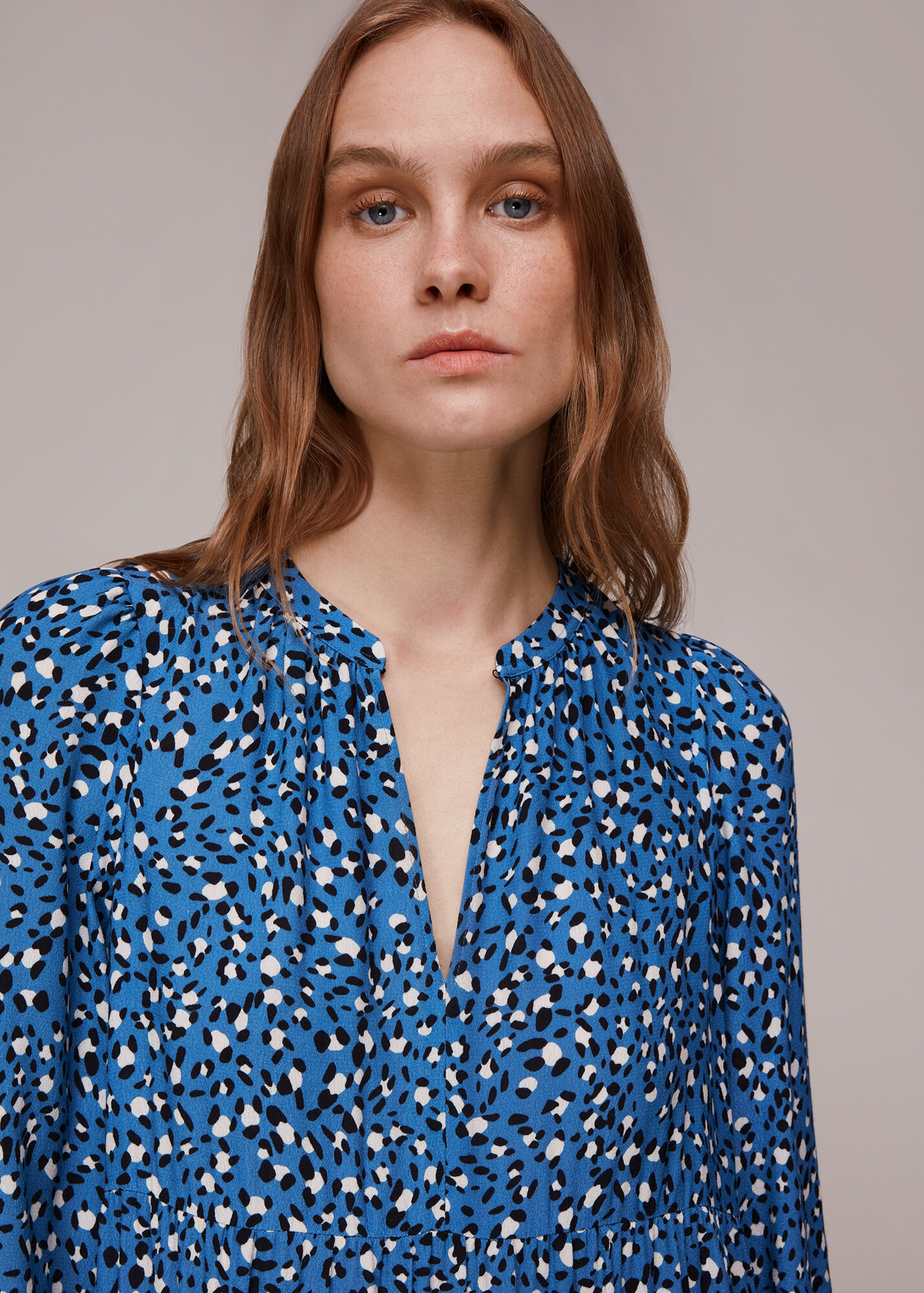 Blue/Multi Amy Wild Leopard Trapeze Dress | WHISTLES | Whistles UK