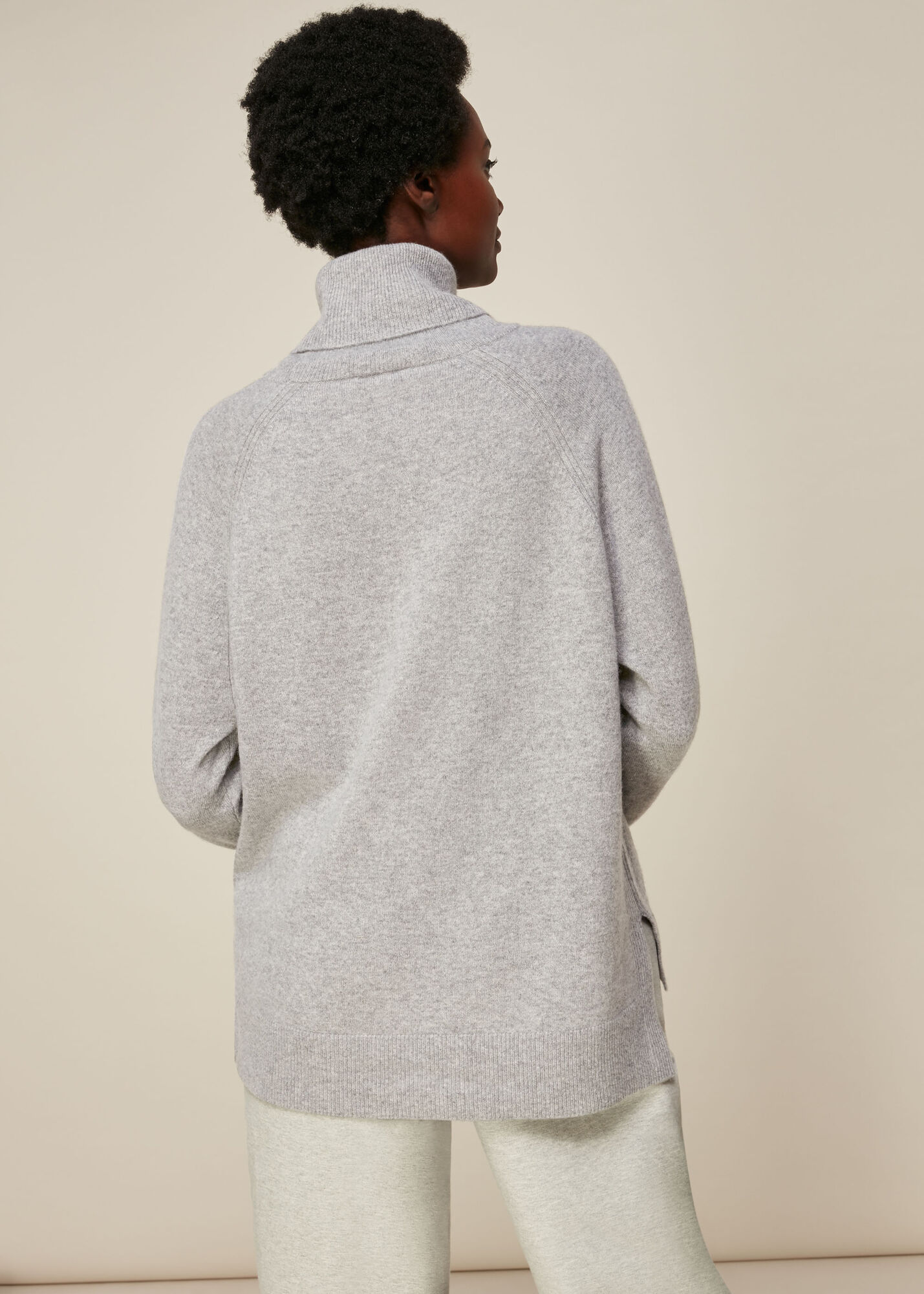Grey Cashmere Roll Neck Knit | WHISTLES | Whistles UK