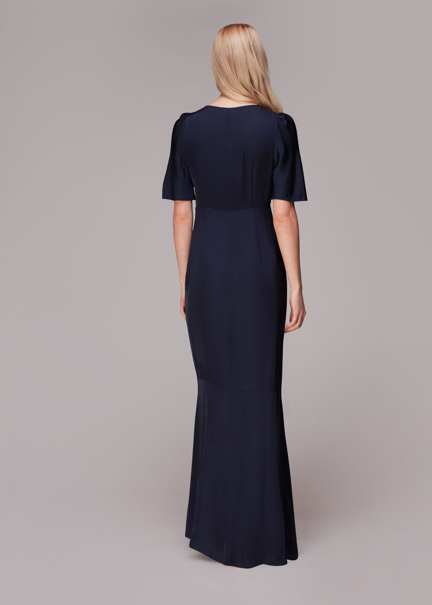 Navy Simone Satin Maxi Dress | WHISTLES | Whistles UK