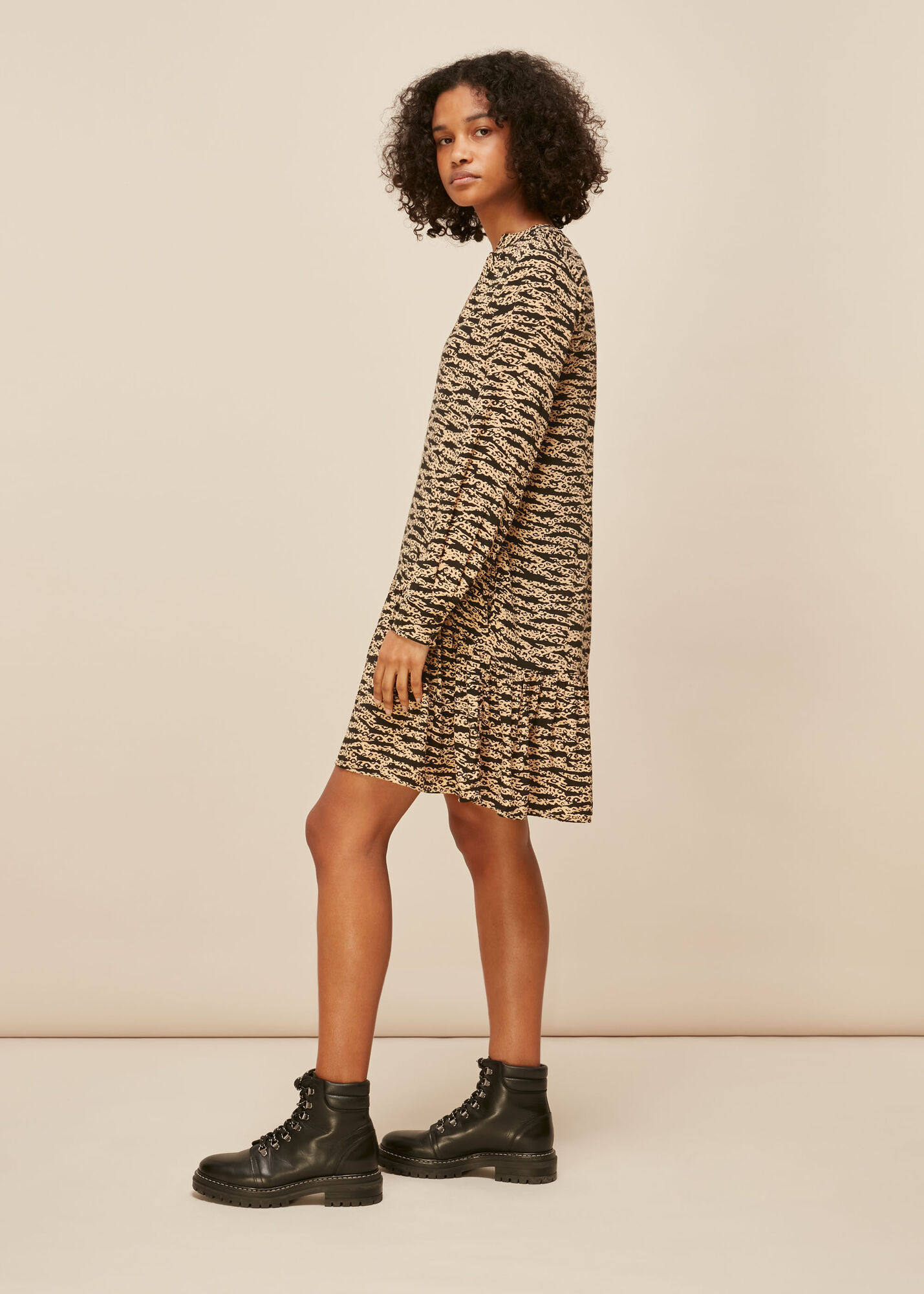 Black/Multi Tiger Leopard Dress | WHISTLES | Whistles UK