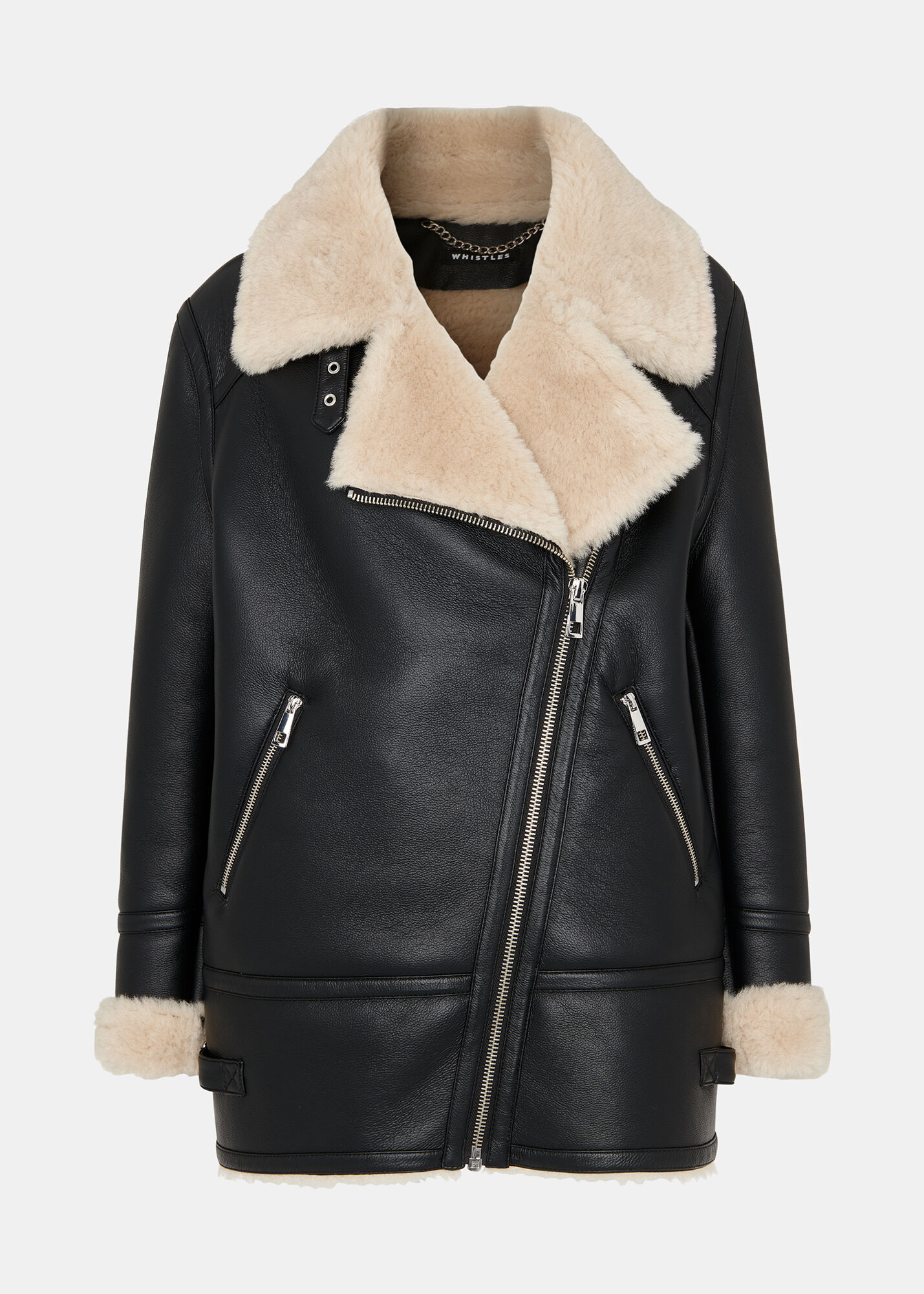 Women's Black Faux Fur Aviator Jacket | Whistles US