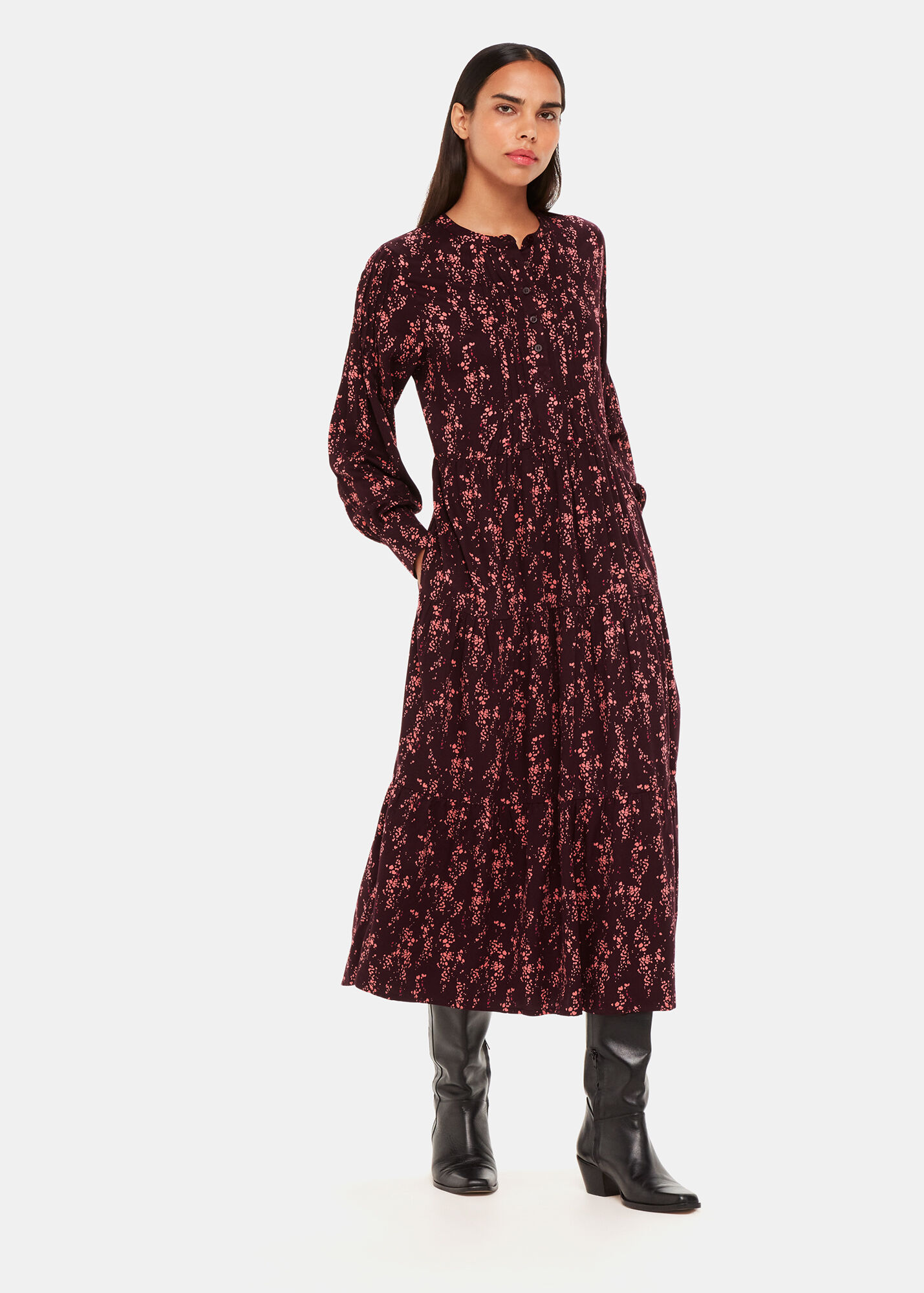 Pink/Multi Wisteria Dot Trapeze Dress | WHISTLES | Whistles UK