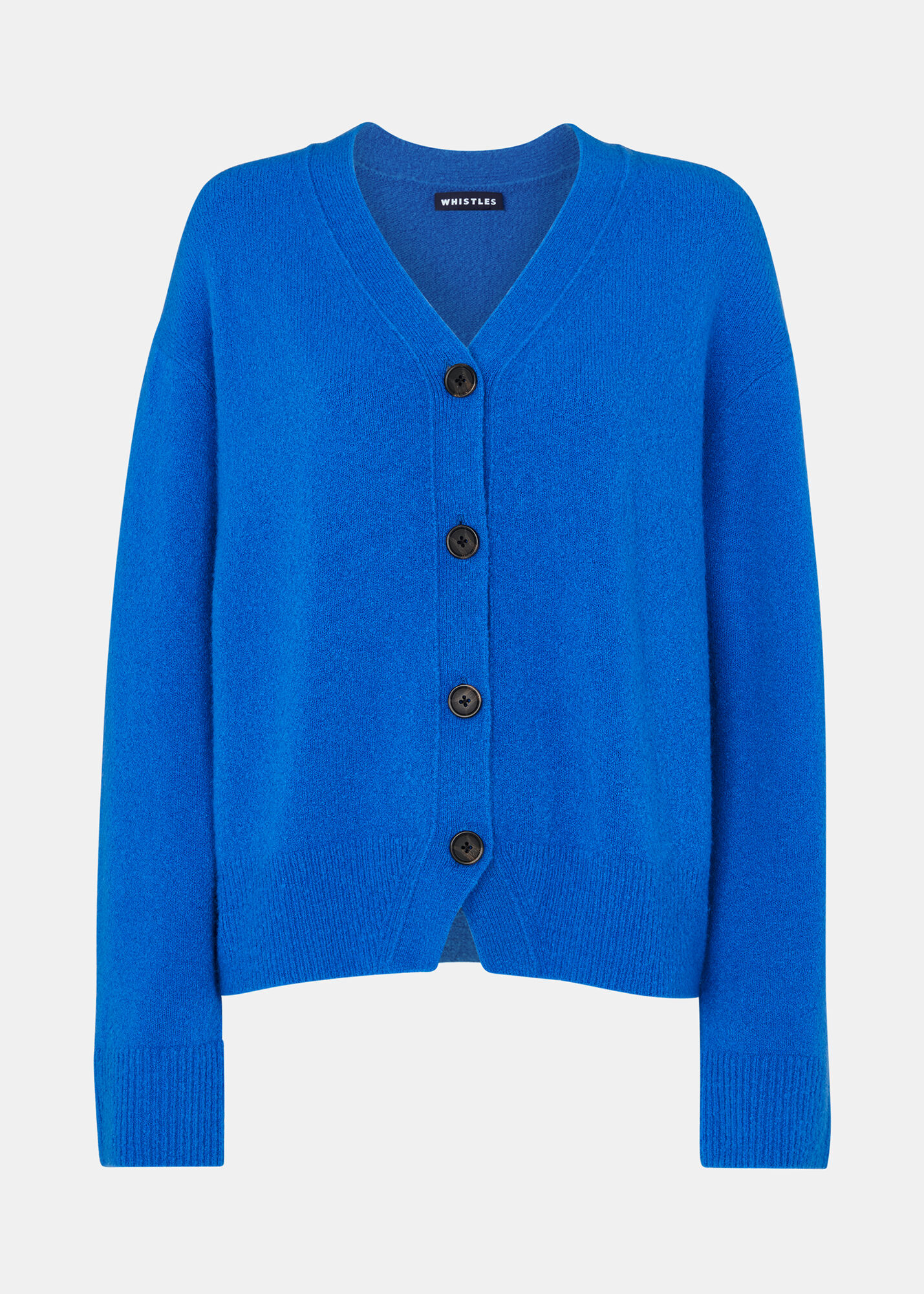Blue Textured Wool Mix Cardigan | WHISTLES | Whistles UK