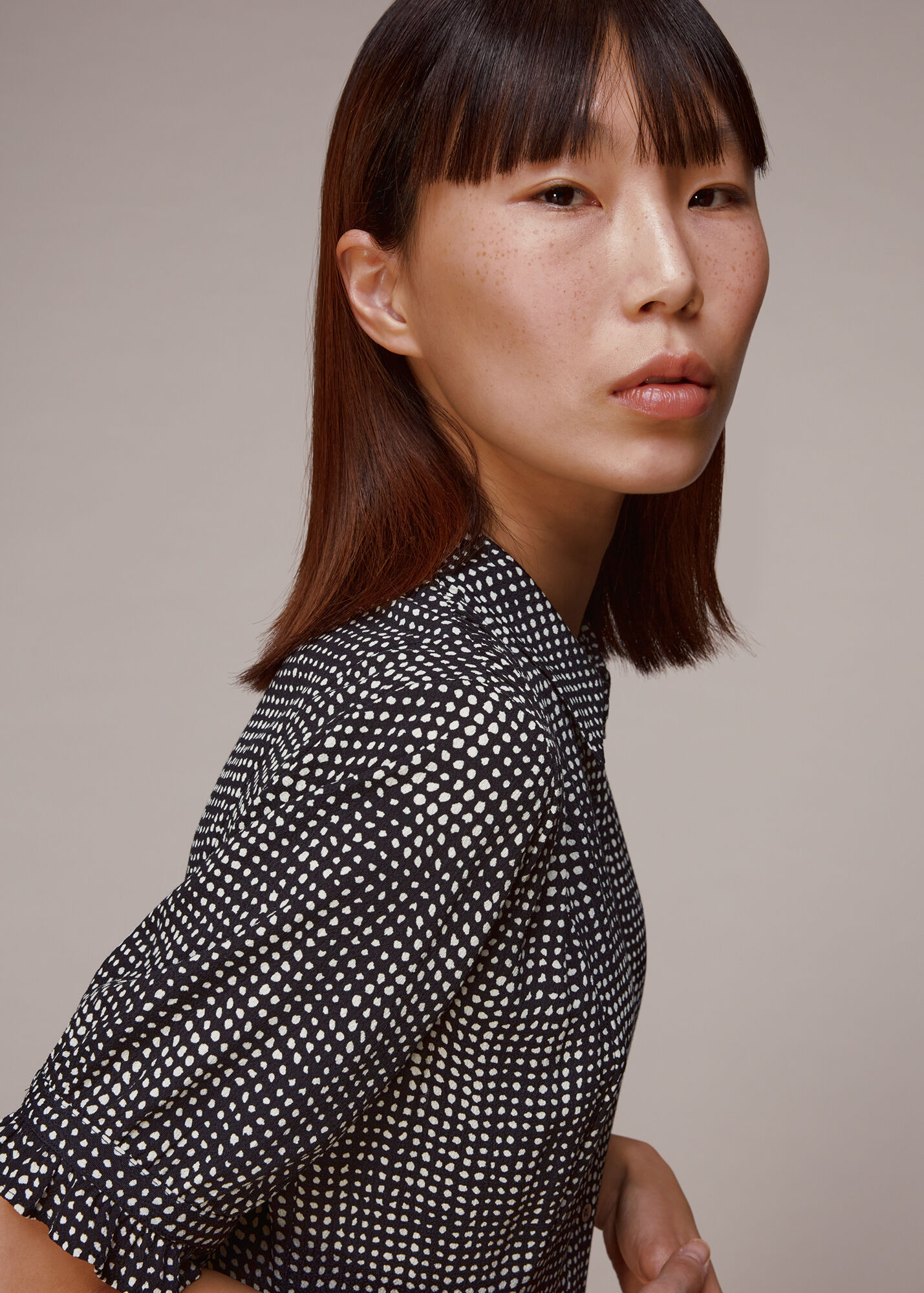 Black/Multi Peri Spotted Check Shirt Dress | WHISTLES | Whistles UK