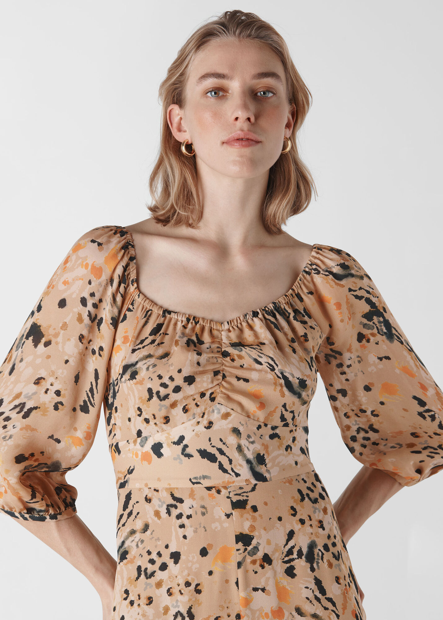 Multicolour Leopard Print Silk Dress | WHISTLES | Whistles US