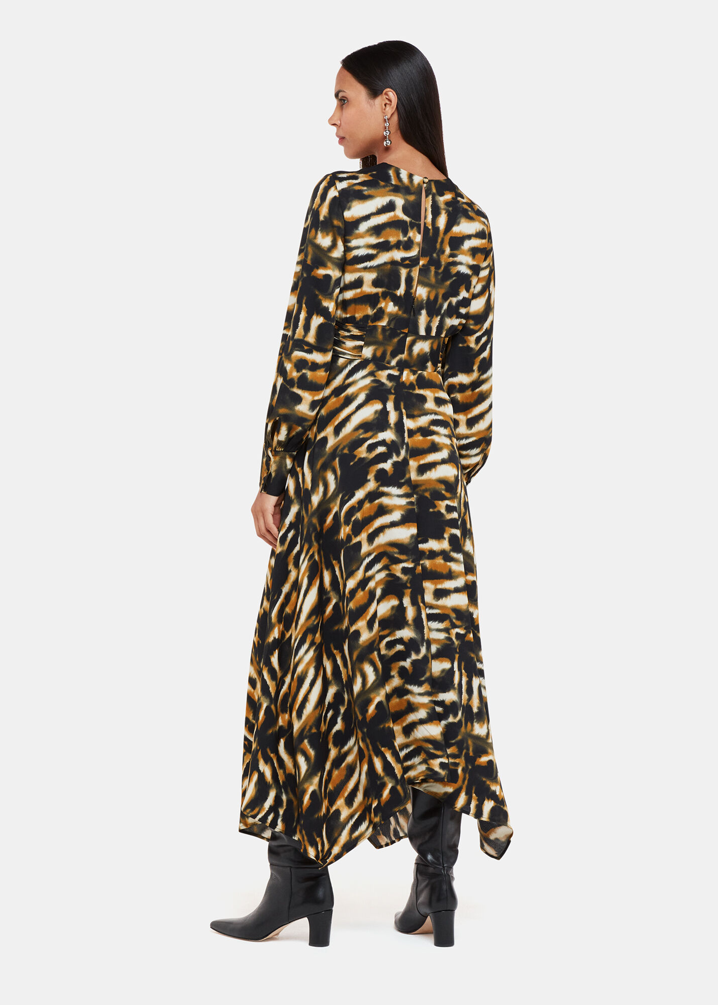 Multicolour Smoke Print Gathered Dress | WHISTLES | Whistles UK