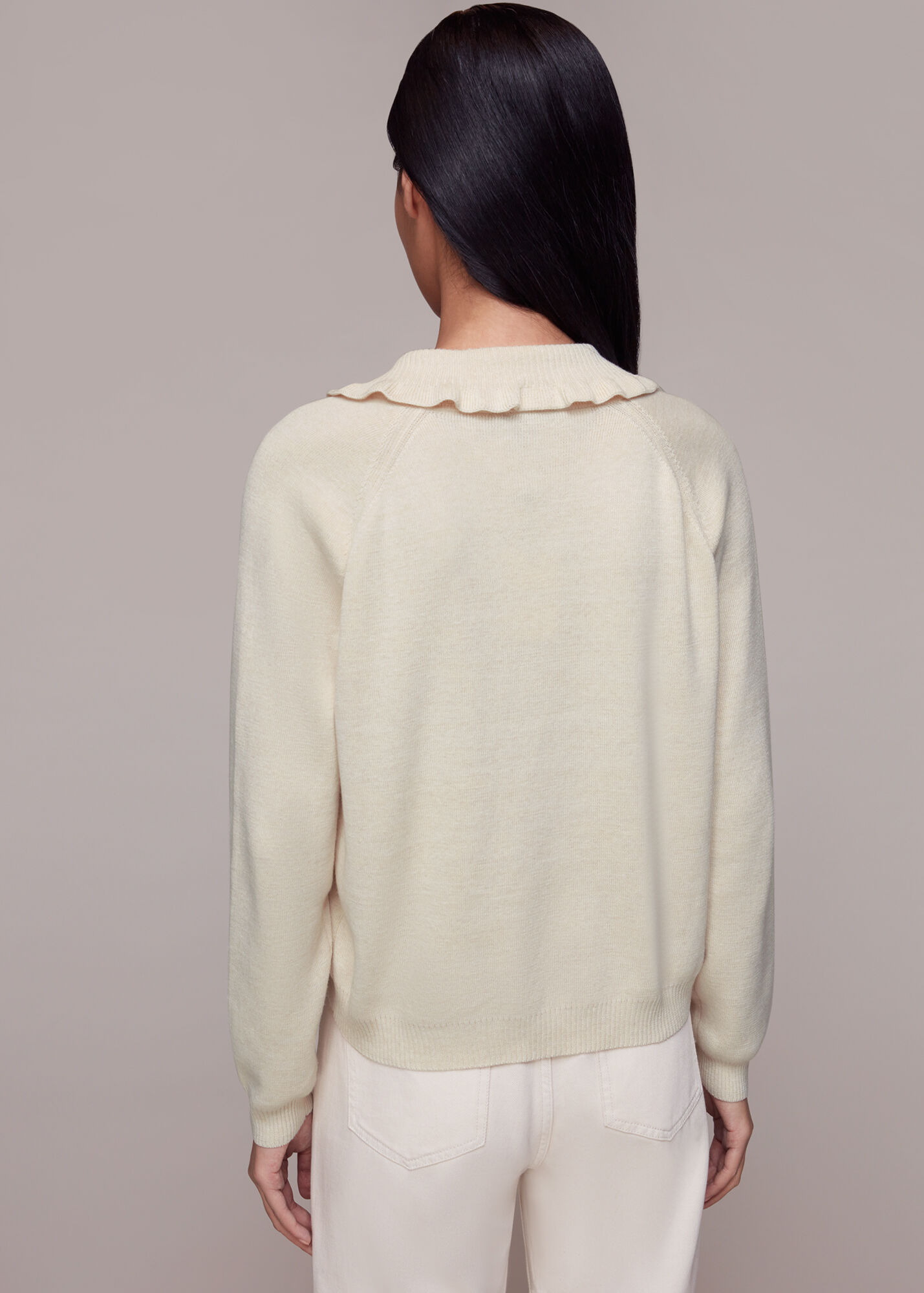 Oatmeal Frill Collar Sweater | WHISTLES | Whistles UK