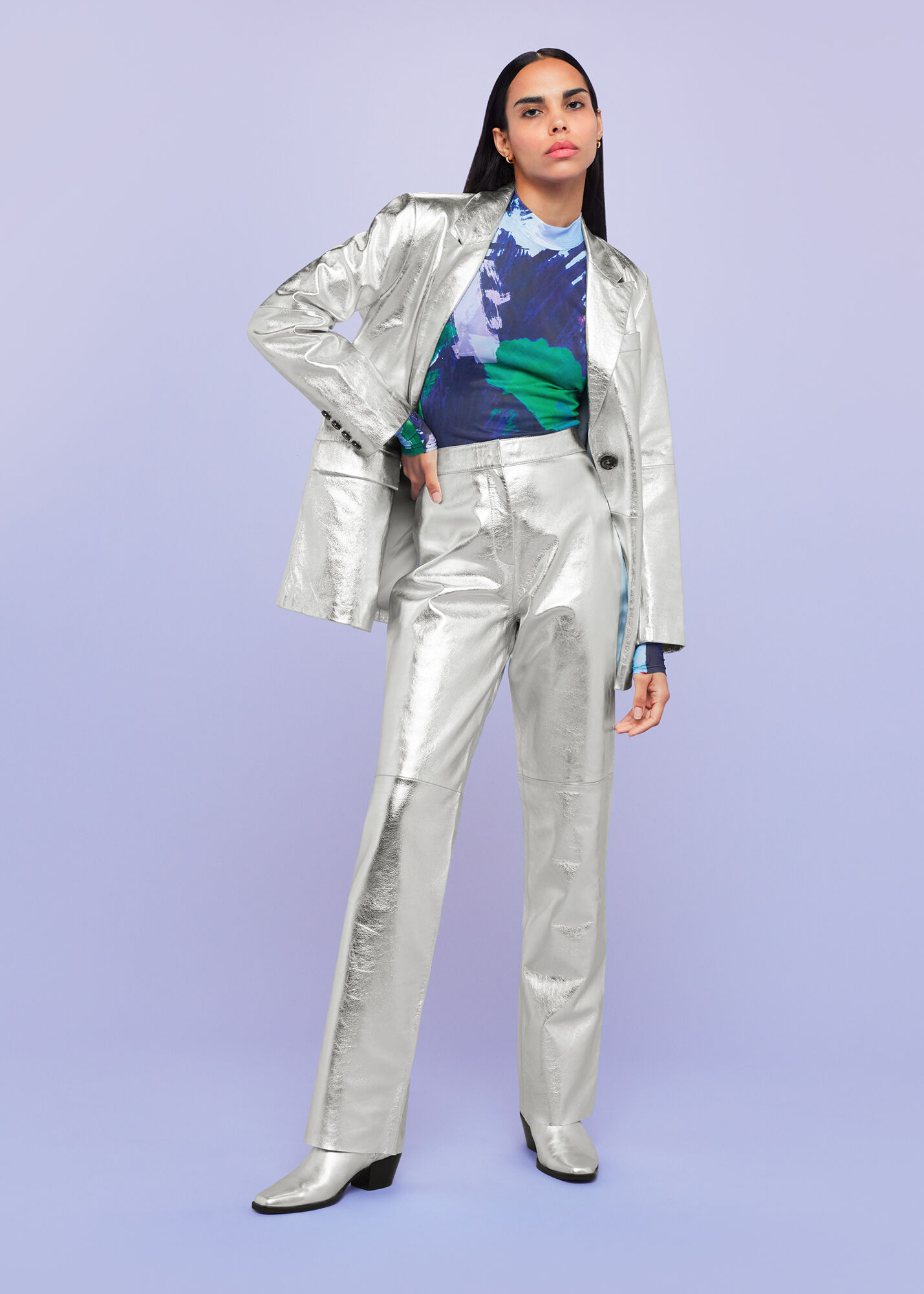 Multicolour Brushmark Seam Detail Mesh Top | WHISTLES | Whistles UK
