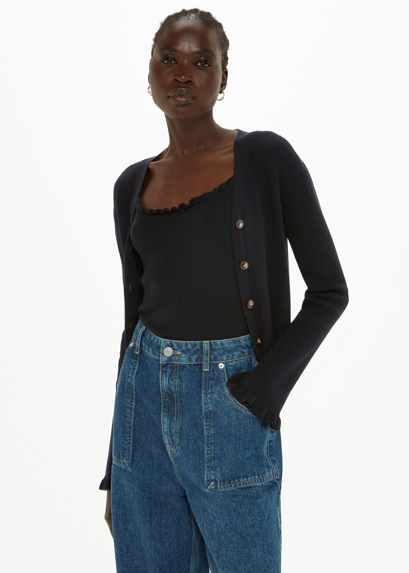 Black Frill Trim Vest | WHISTLES