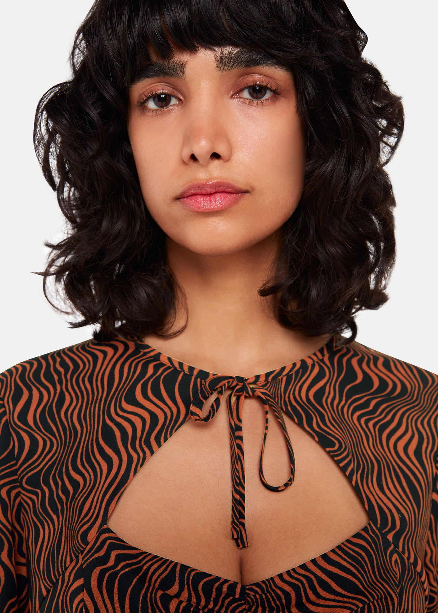 Black/Multi Optical Wiggle Mini Dress | WHISTLES | Whistles US