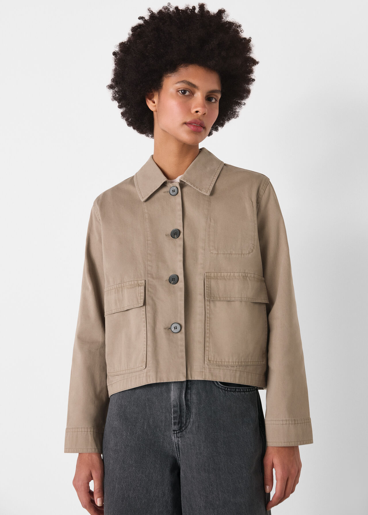 Taupe Marie Casual Jacket | WHISTLES | Whistles UK