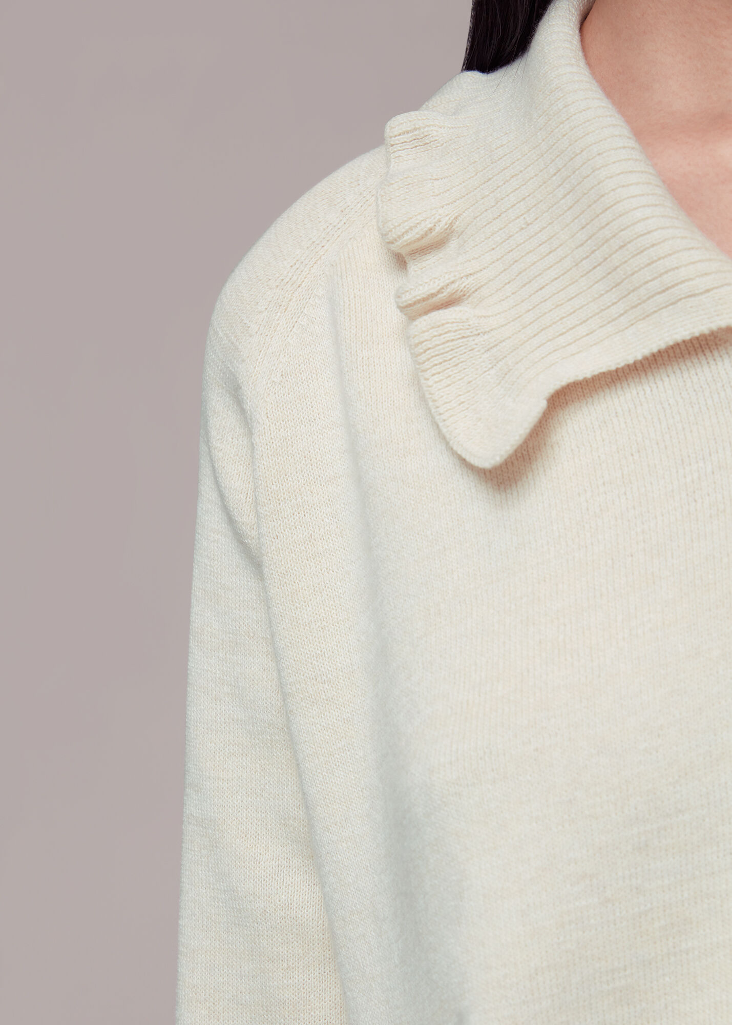 Oatmeal Frill Collar Sweater | WHISTLES | Whistles UK