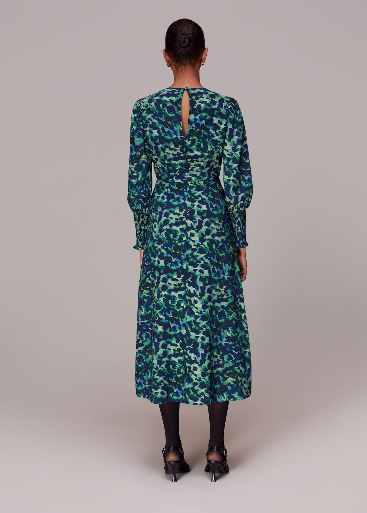 Green/Multi Ink Cheetah Print Midi Dress | WHISTLES