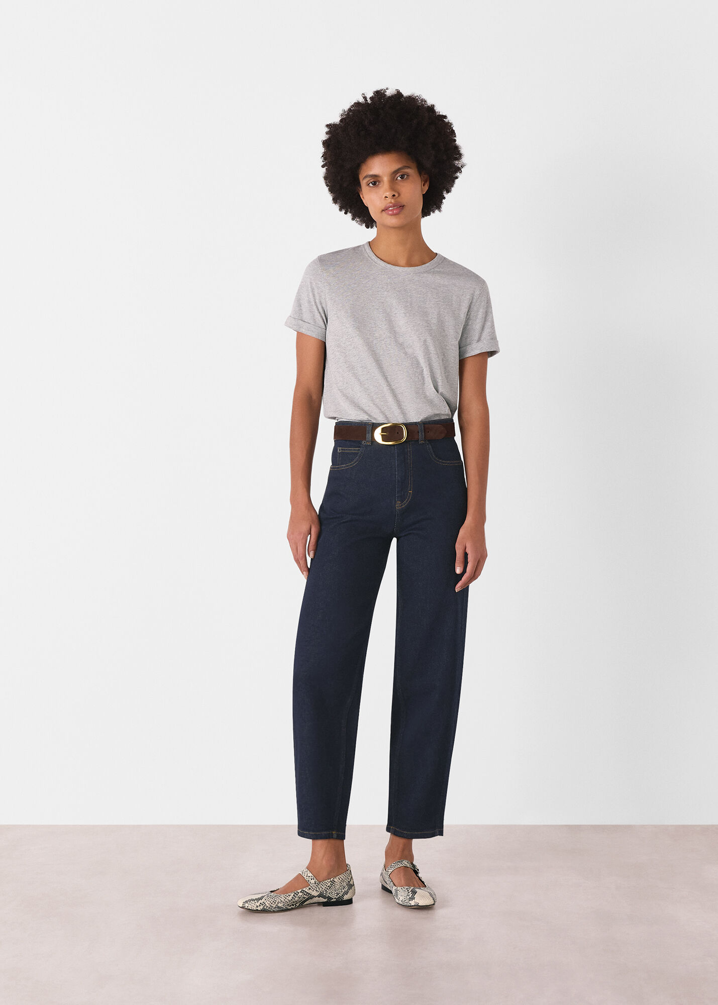 Dark Denim Stretch Barrel Leg Jean | WHISTLES | Whistles UK