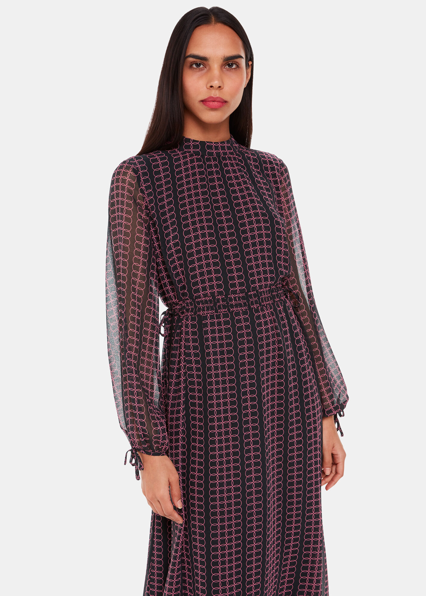 Black/Multi Circle Link Ivy Dress | WHISTLES | Whistles US