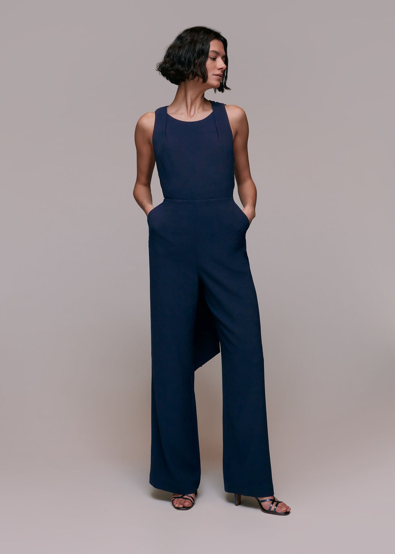 Navy Tie Back Maxi Jumpsuit | WHISTLES