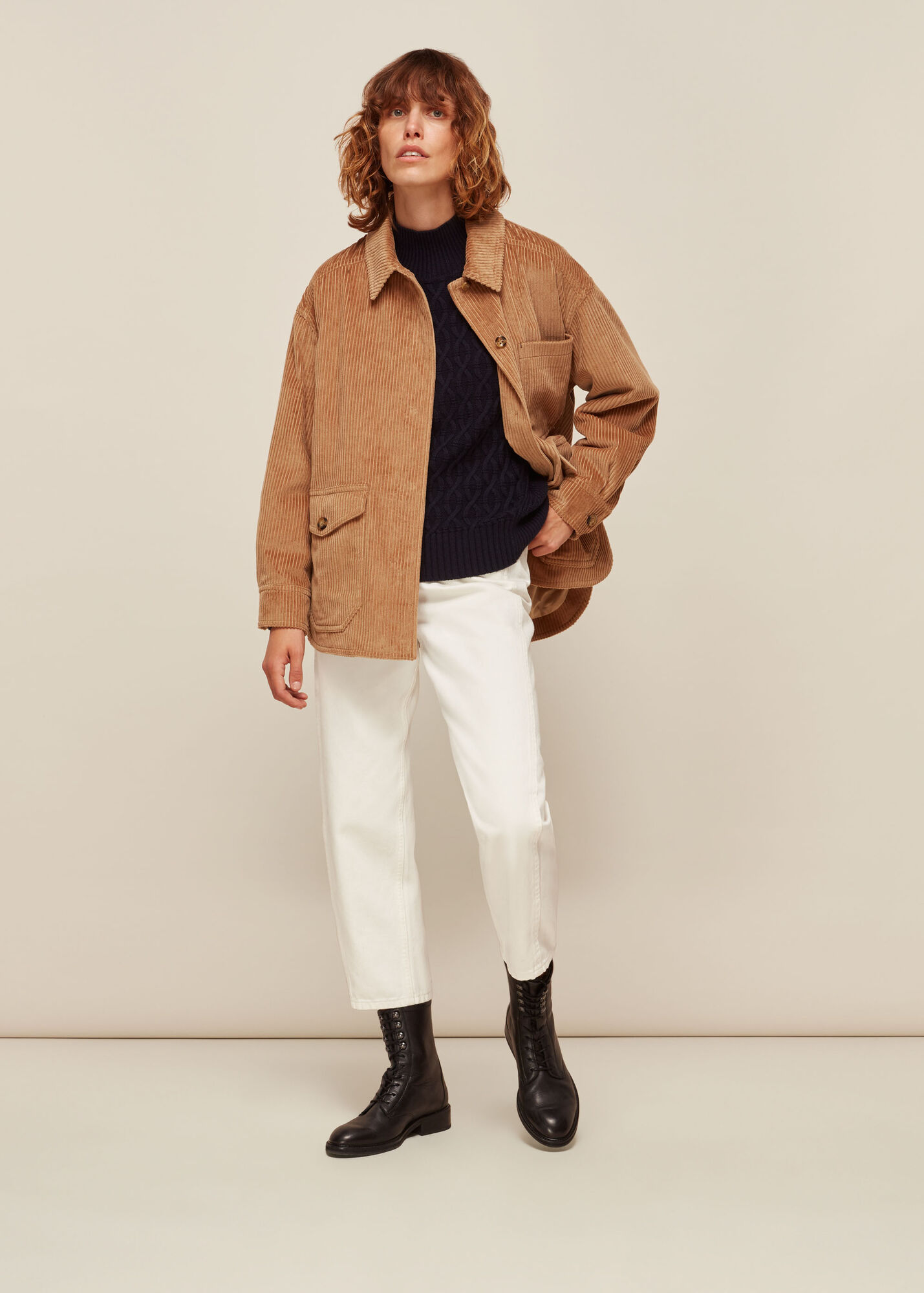 Neutral Corduroy Button Up Jacket | WHISTLES | Whistles UK