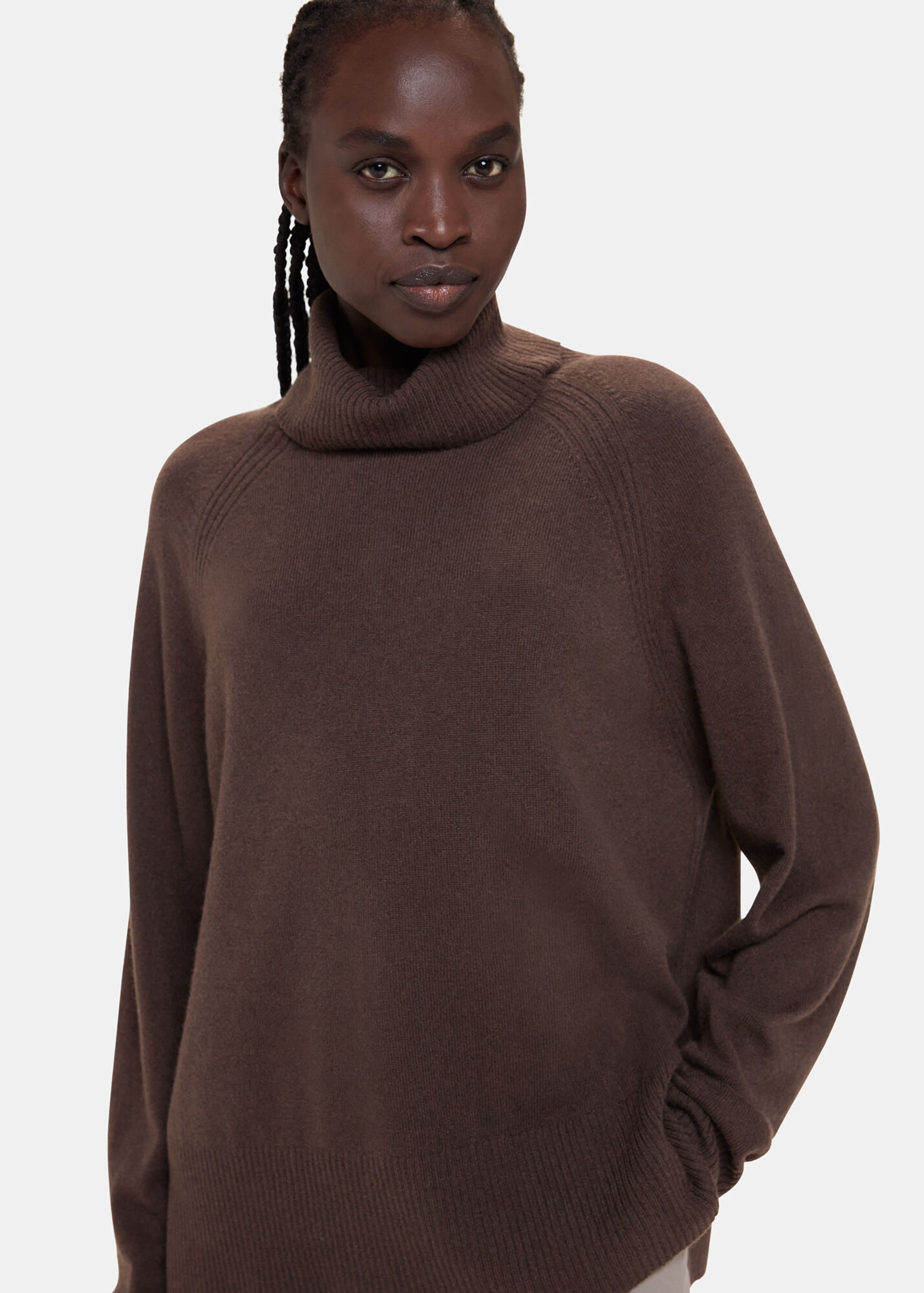 Brown Cashmere Roll Neck Jumper | Whistles