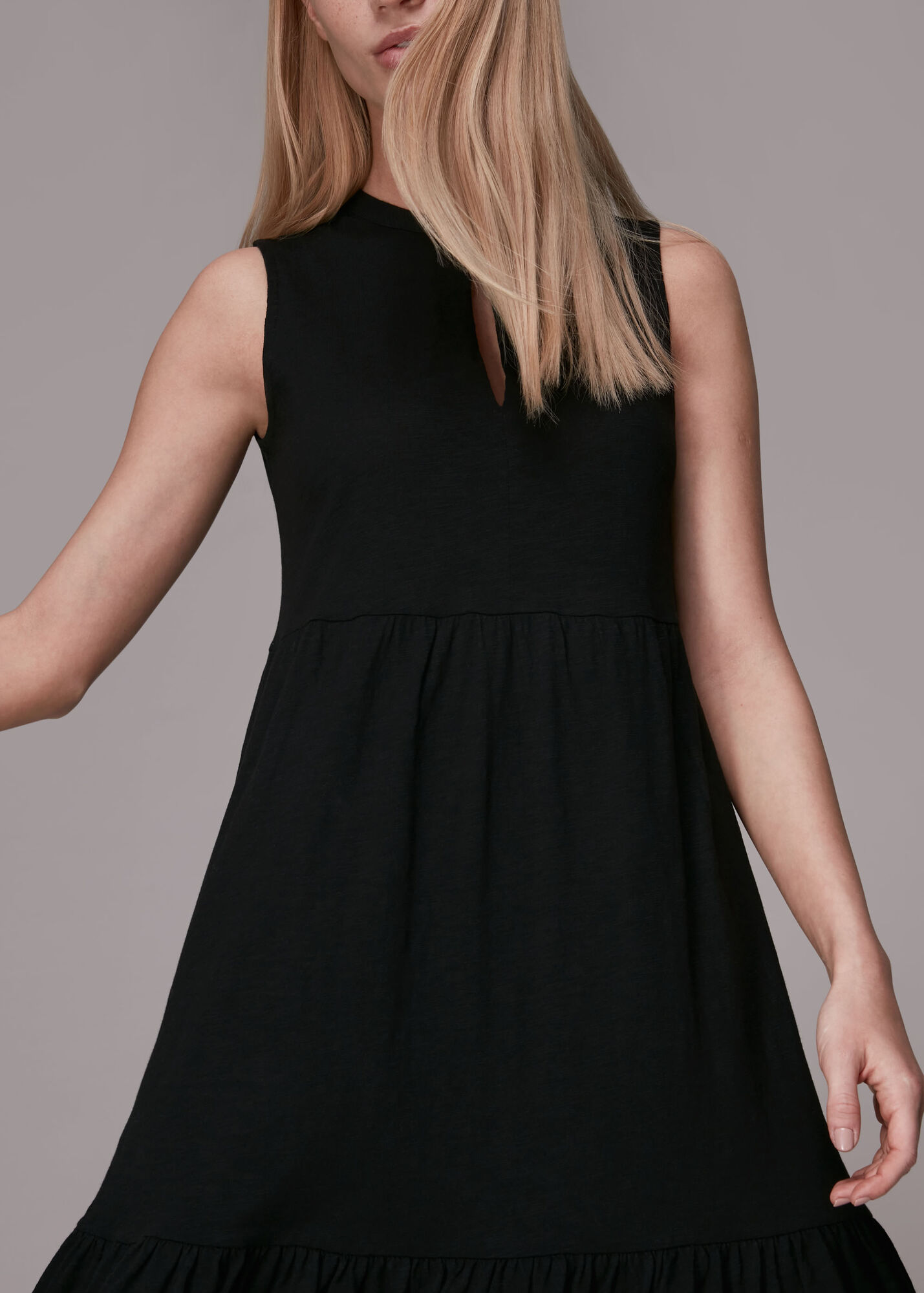 Black Tiered Jersey Dress | WHISTLES | Whistles UK