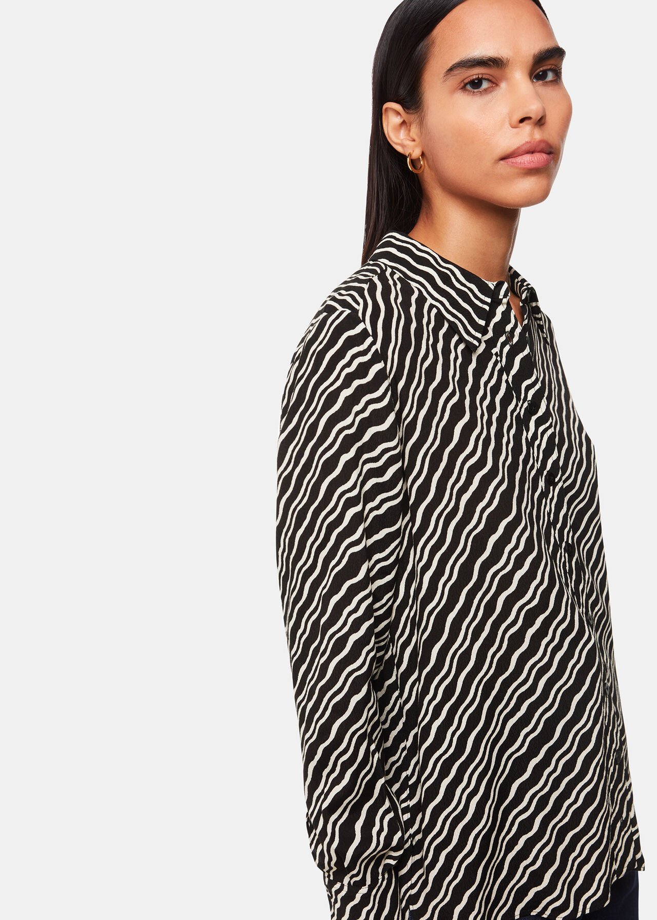 Black/Multi Diagonal Ripple Print Shirt | WHISTLES