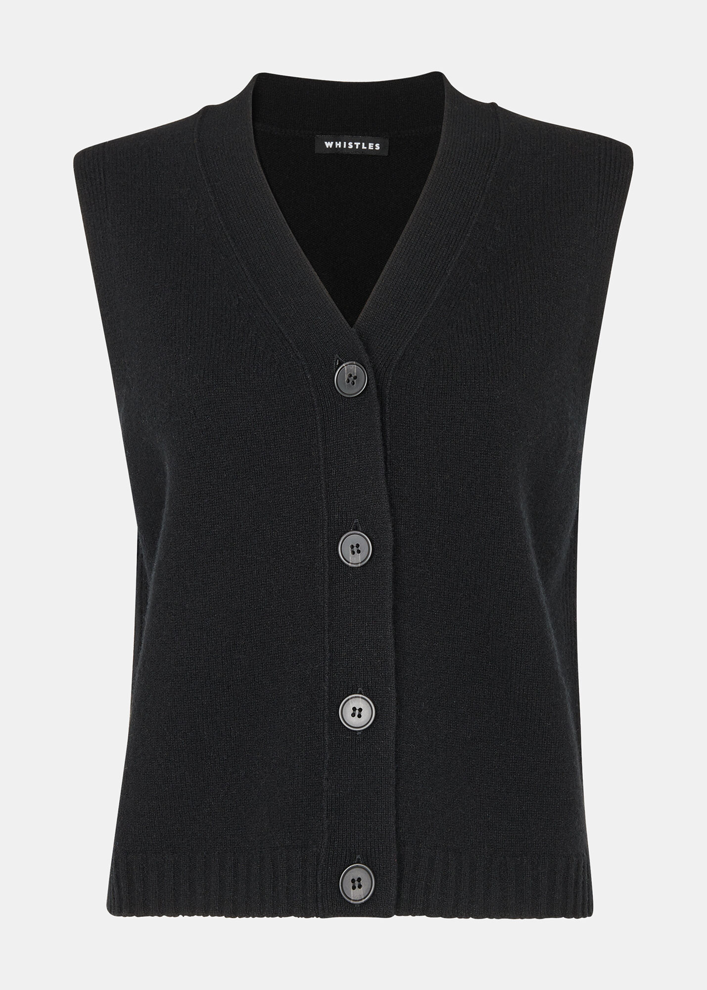 Black Wool Button Through Tank | WHISTLES | Whistles UK