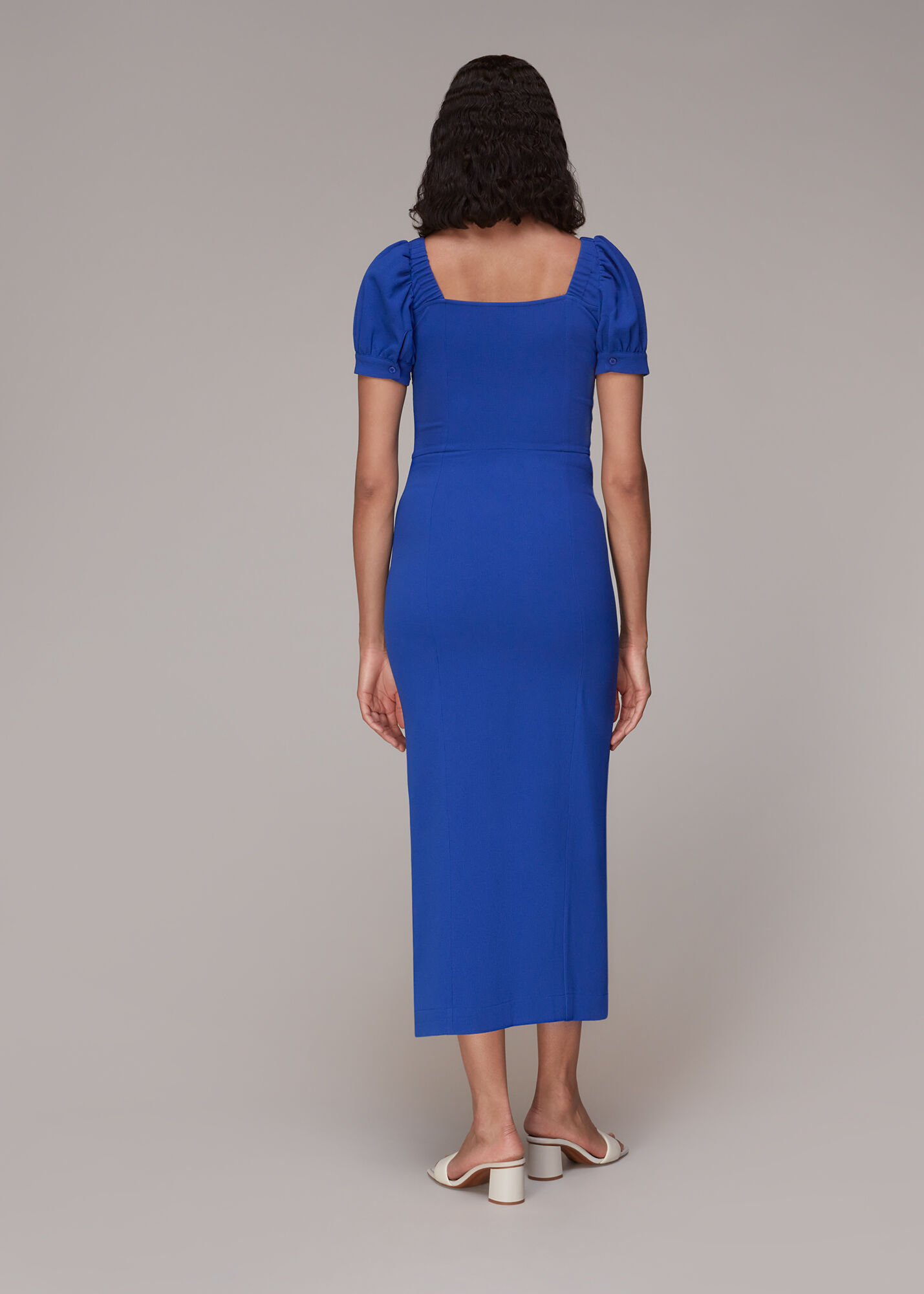 Blue Amber Textured Midi Dress | WHISTLES | Whistles UK