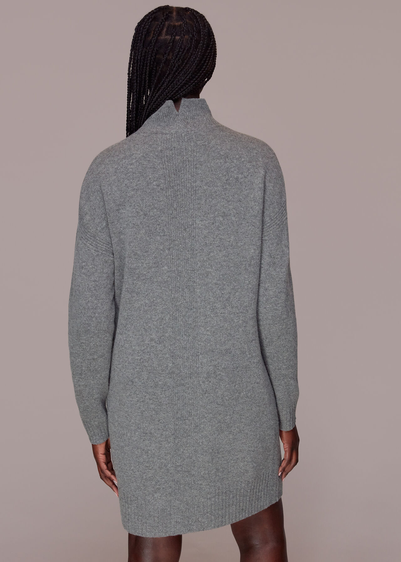 Grey Funnel Neck Knit Dress | WHISTLES | Whistles