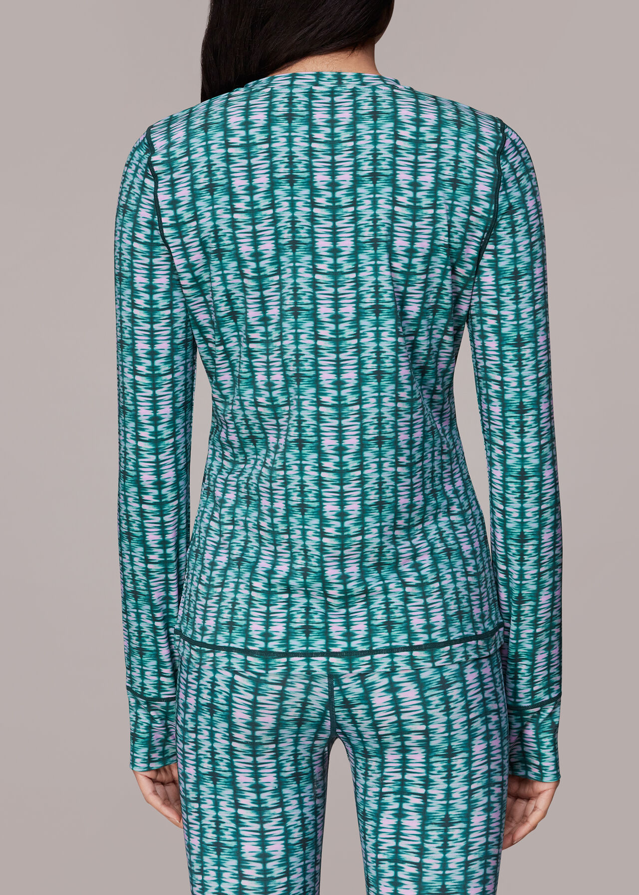 Multicolour Abstract Wave Zip Sports Top | WHISTLES