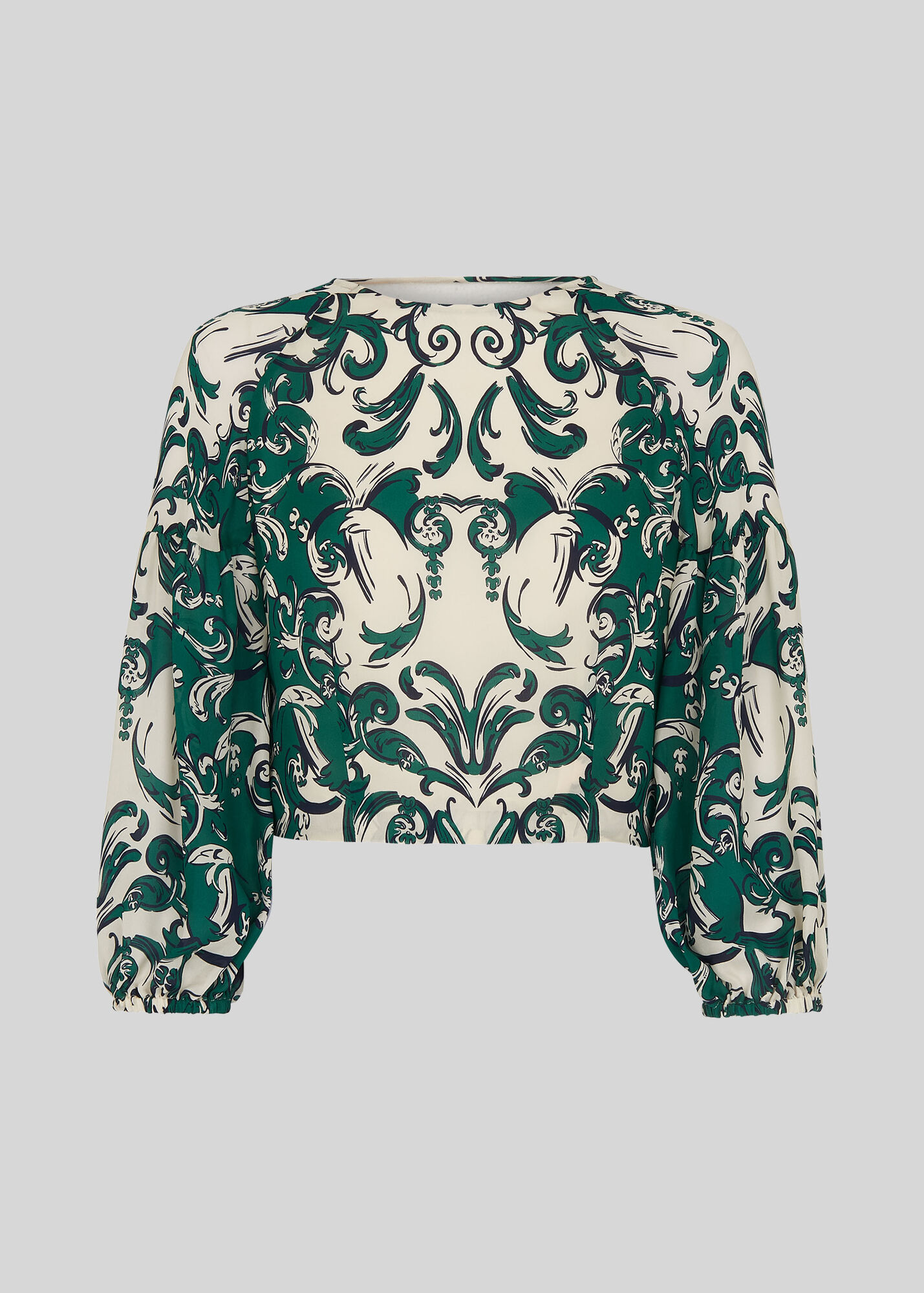 Green/Multi Vivian Baroque Print Silk Top | WHISTLES