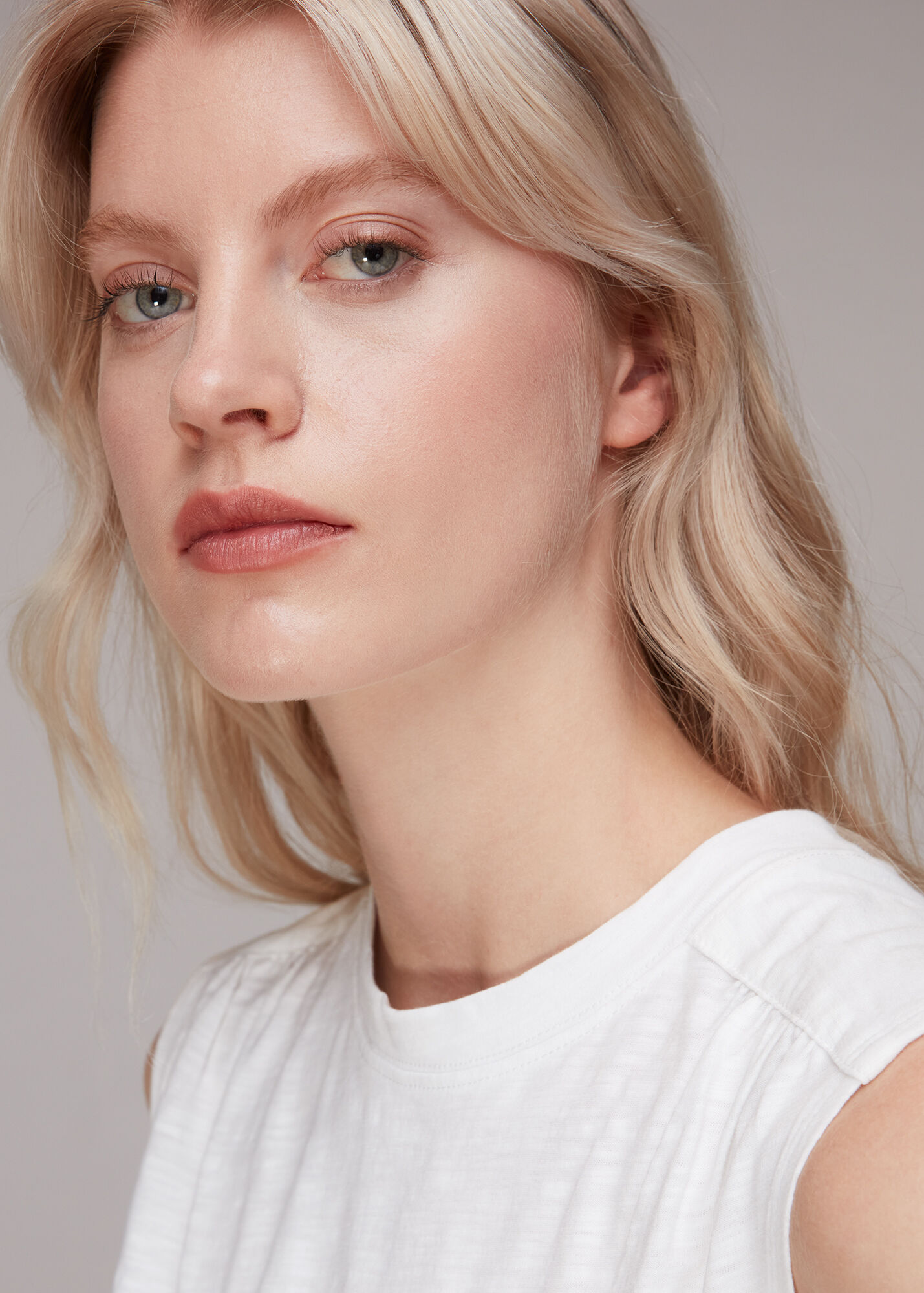 White Gathered Shoulder Tank | WHISTLES | Whistles UK