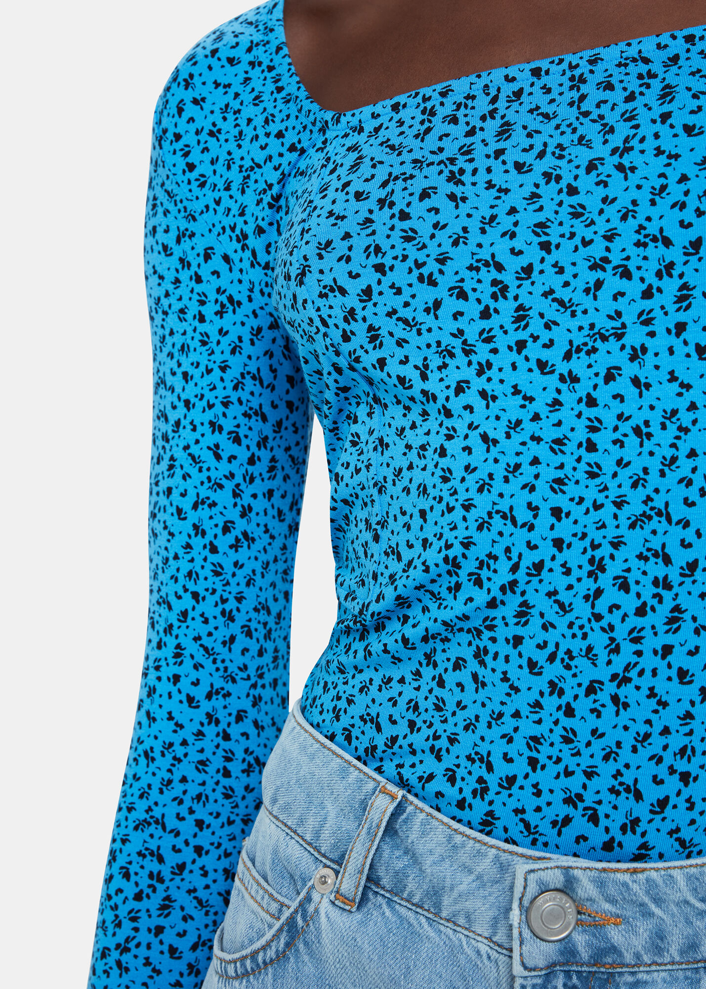 Blue/Multi Micro Bouquet Square Neck | WHISTLES | Whistles UK