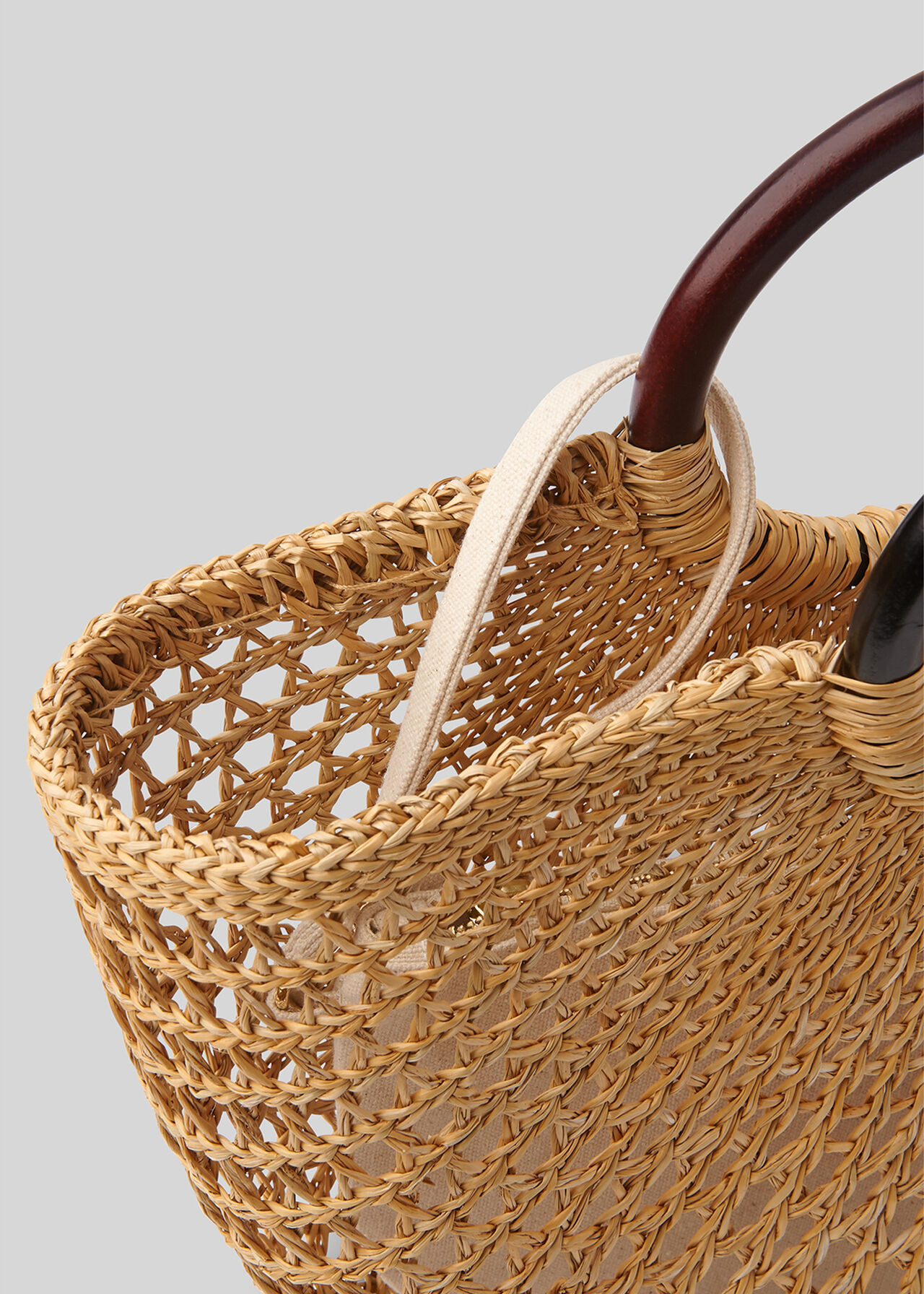Neutral Eldon Wooden Handle Rattan Bag | WHISTLES | Whistles US