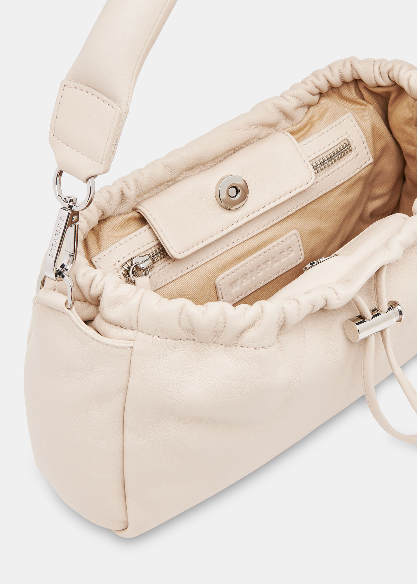 Beige Benny Drawstring Shoulder Bag | WHISTLES | Whistles UK
