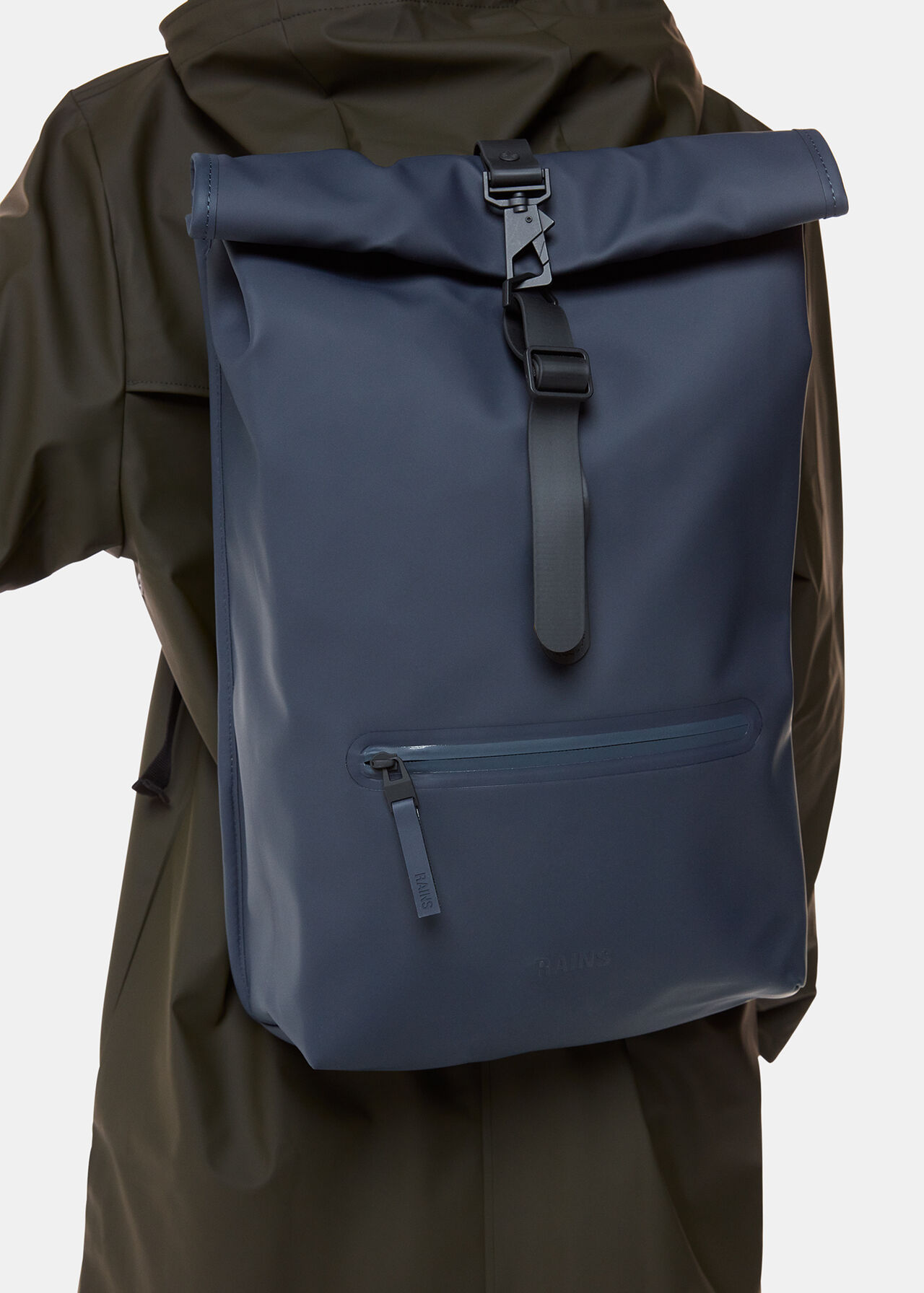 Navy Rains Rolltop Back Pack | WHISTLES | Whistles UK