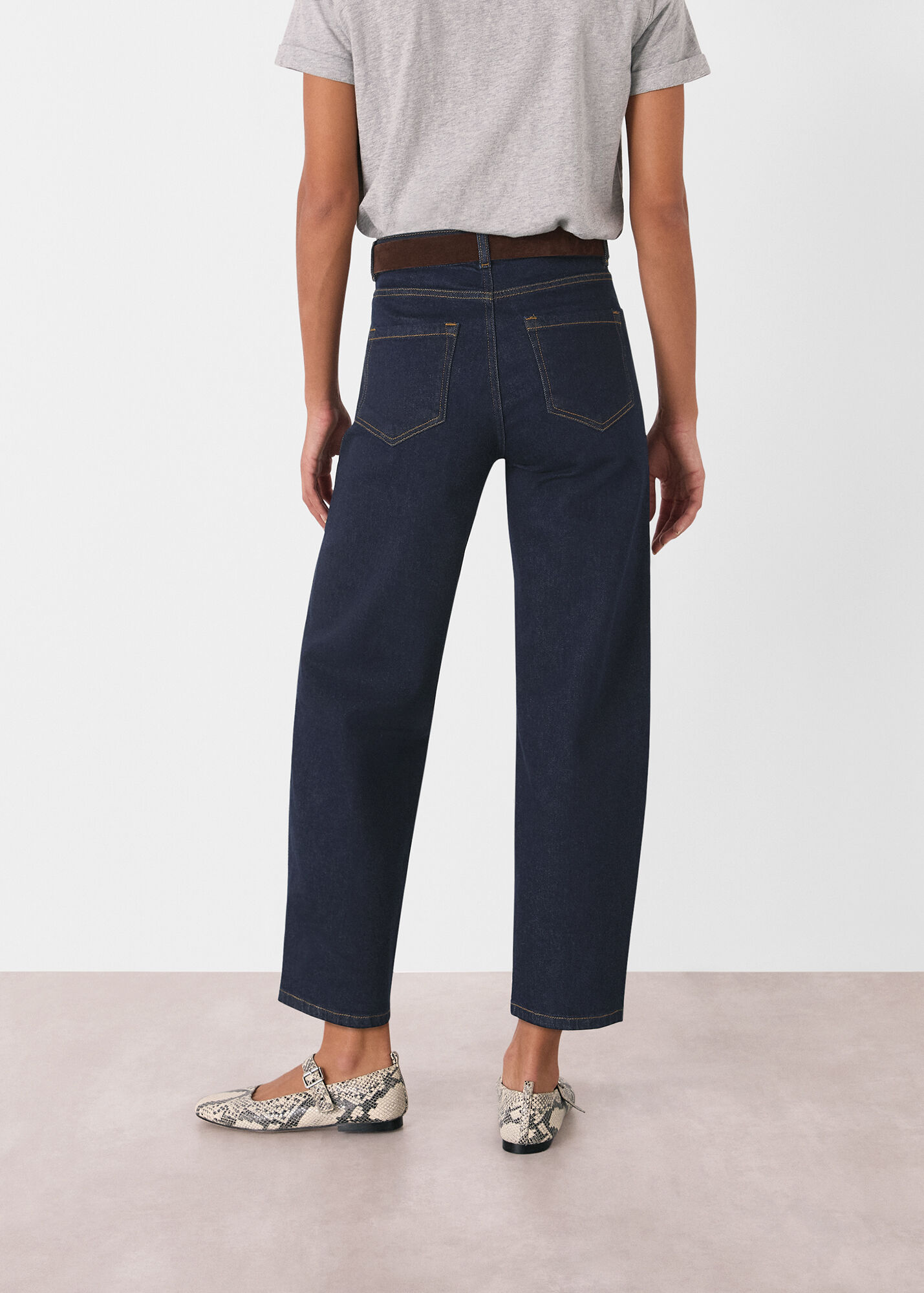 Dark Denim Stretch Barrel Leg Jean | WHISTLES | Whistles UK