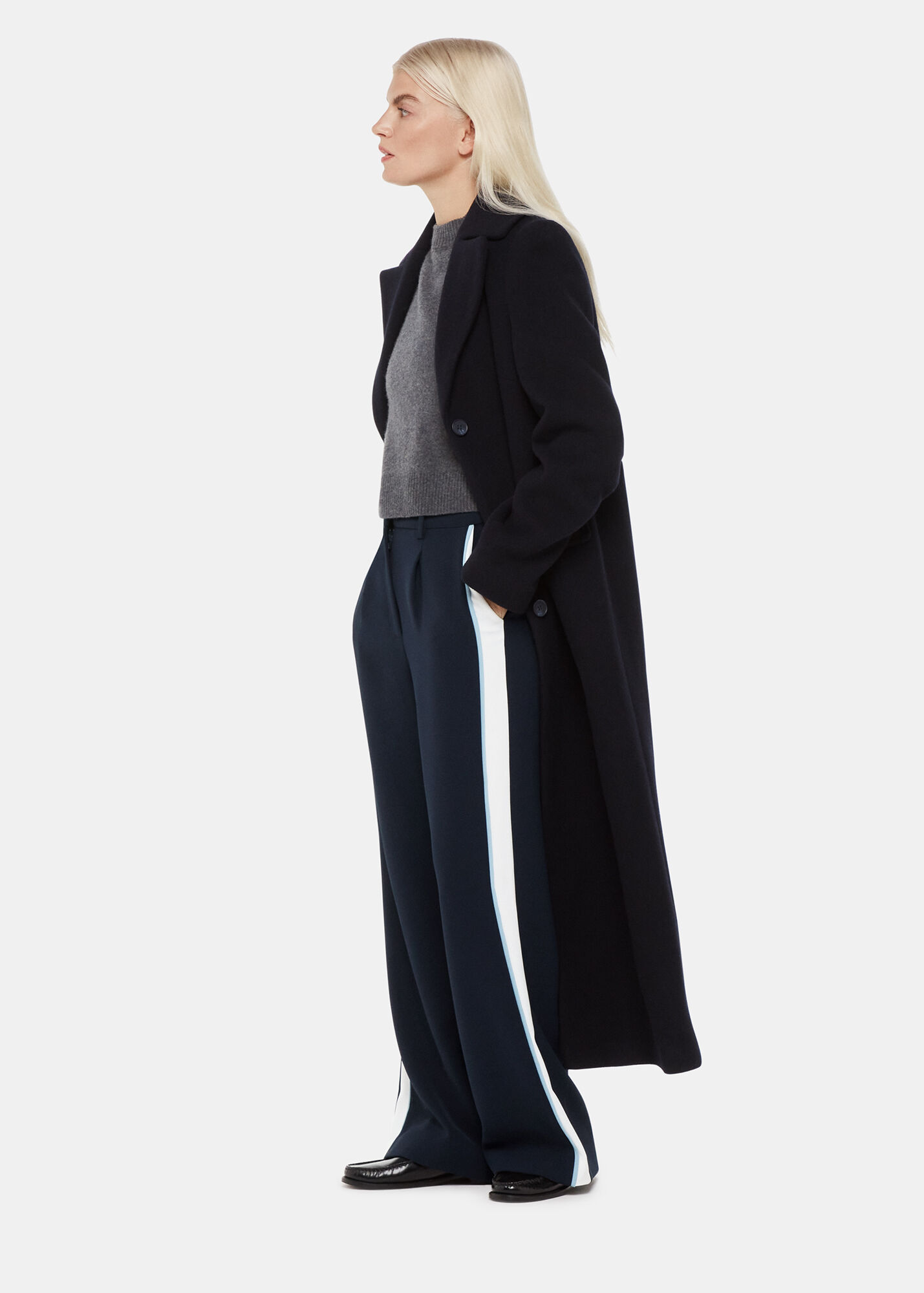 Blue/Multi Crepe Side Stripe Trouser | WHISTLES