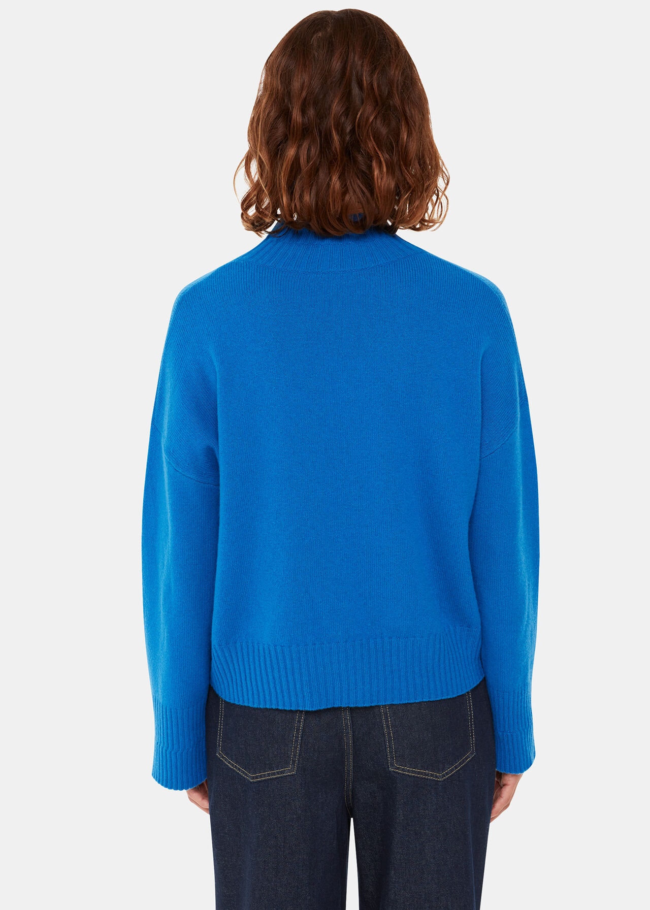 Blue Wool Double Trim Funnel Neck | WHISTLES