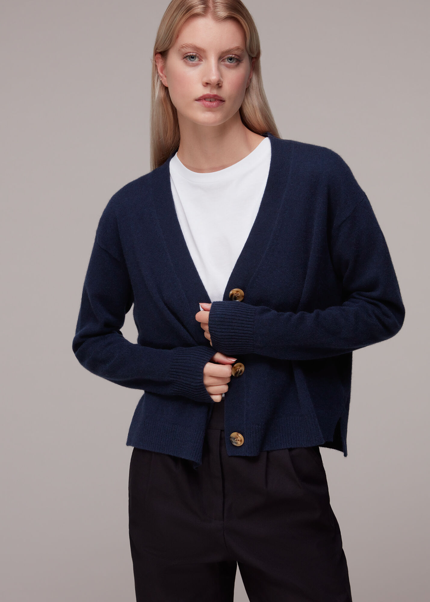 Navy Cashmere Cardigan | WHISTLES | Whistles UK
